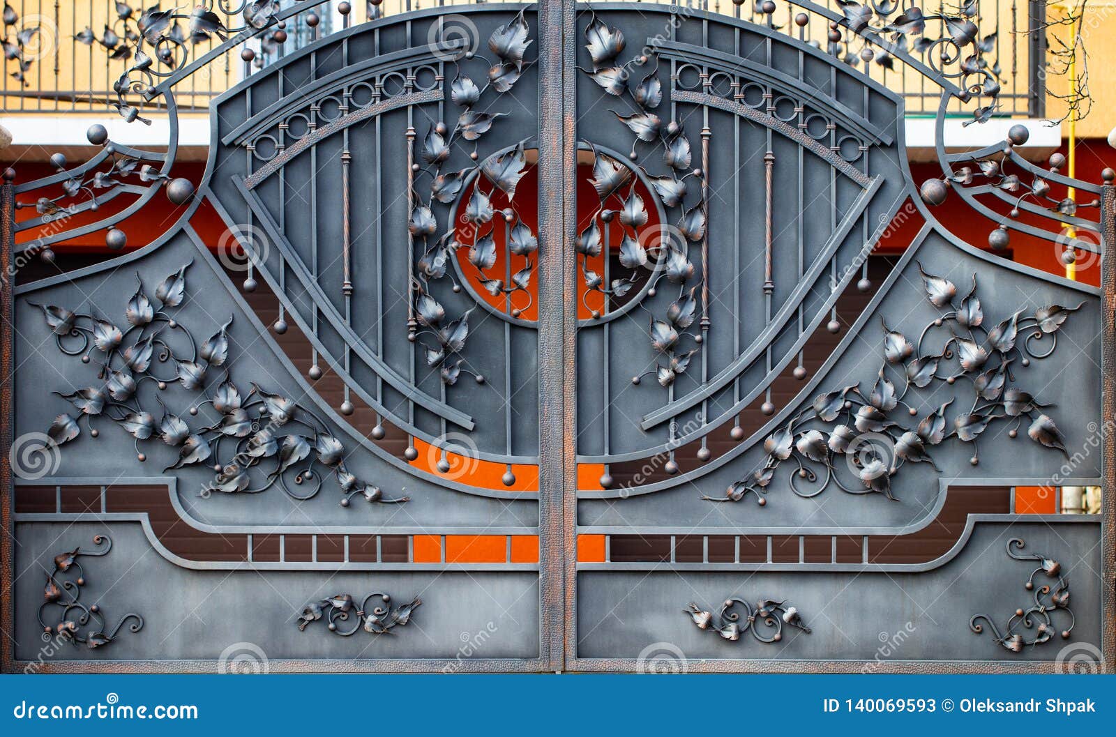 Beautiful Decorative Metal Elements Forged Wrought Iron Gates Stock ...