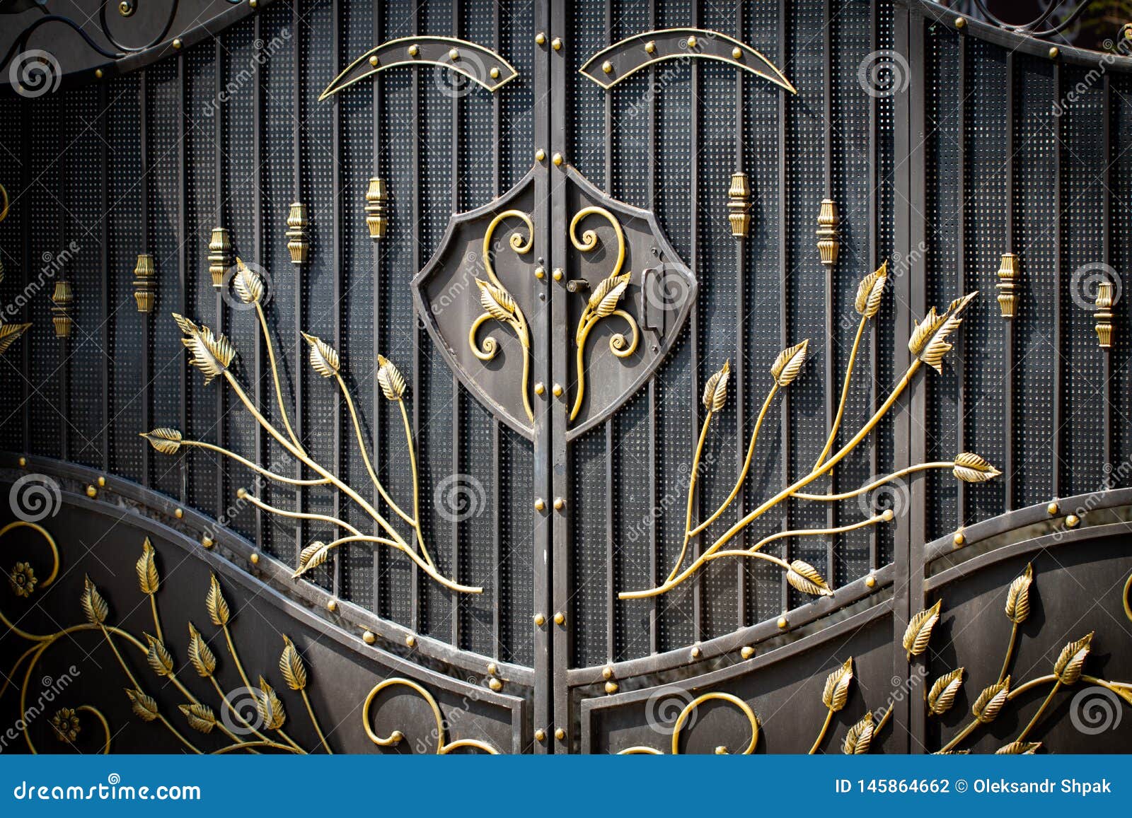 Beautiful Decorative Metal Elements Forged Wrought Iron Gates Stock ...