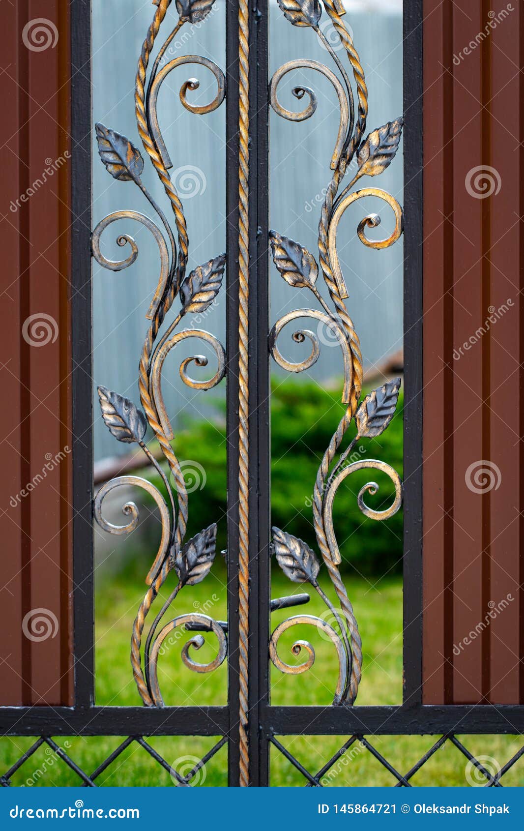 Beautiful Decorative Metal Elements Forged Wrought Iron Gates Stock ...