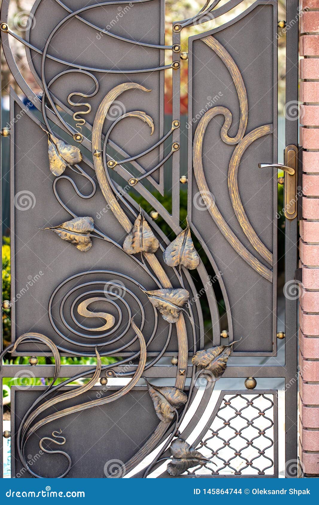 Beautiful Decorative Metal Elements Forged Wrought Iron Gates Stock ...