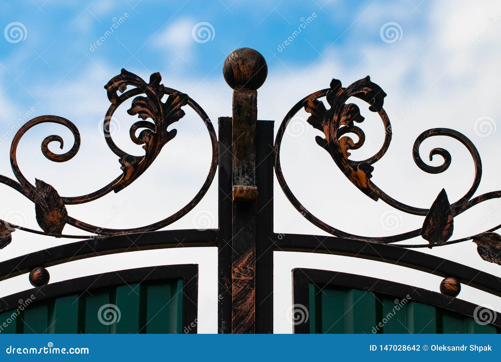 Beautiful Decorative Metal Elements Forged Wrought Iron Gates Stock ...