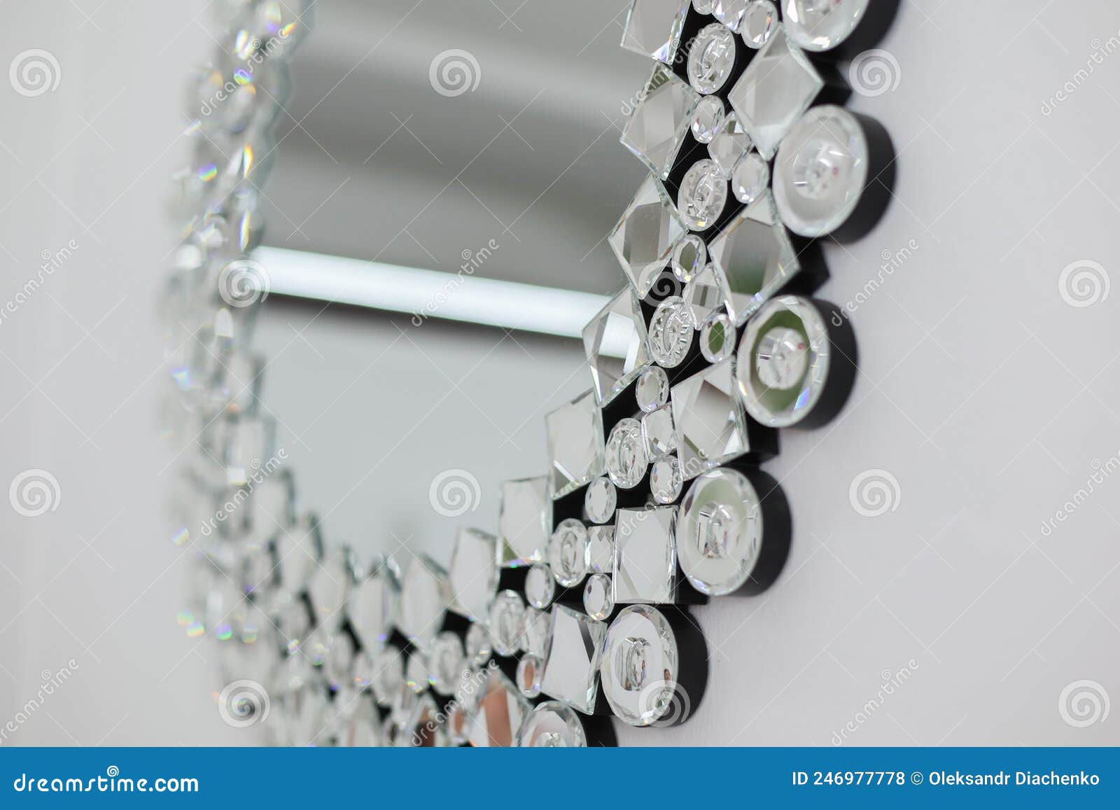 Beautiful Decorative Mirror in Crystals in the Room on the Wall Stock ...