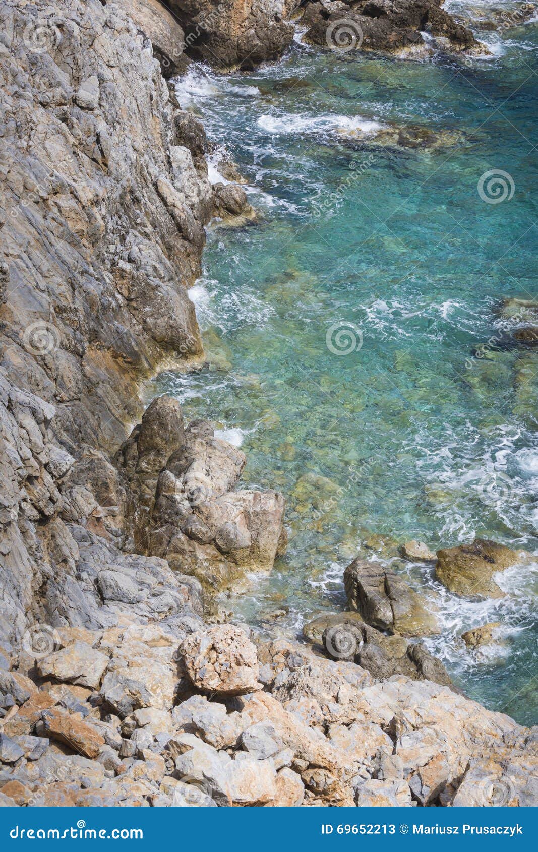 Beautiful Deep Blue Sea and Rocks in Greece Stock Image - Image of ...