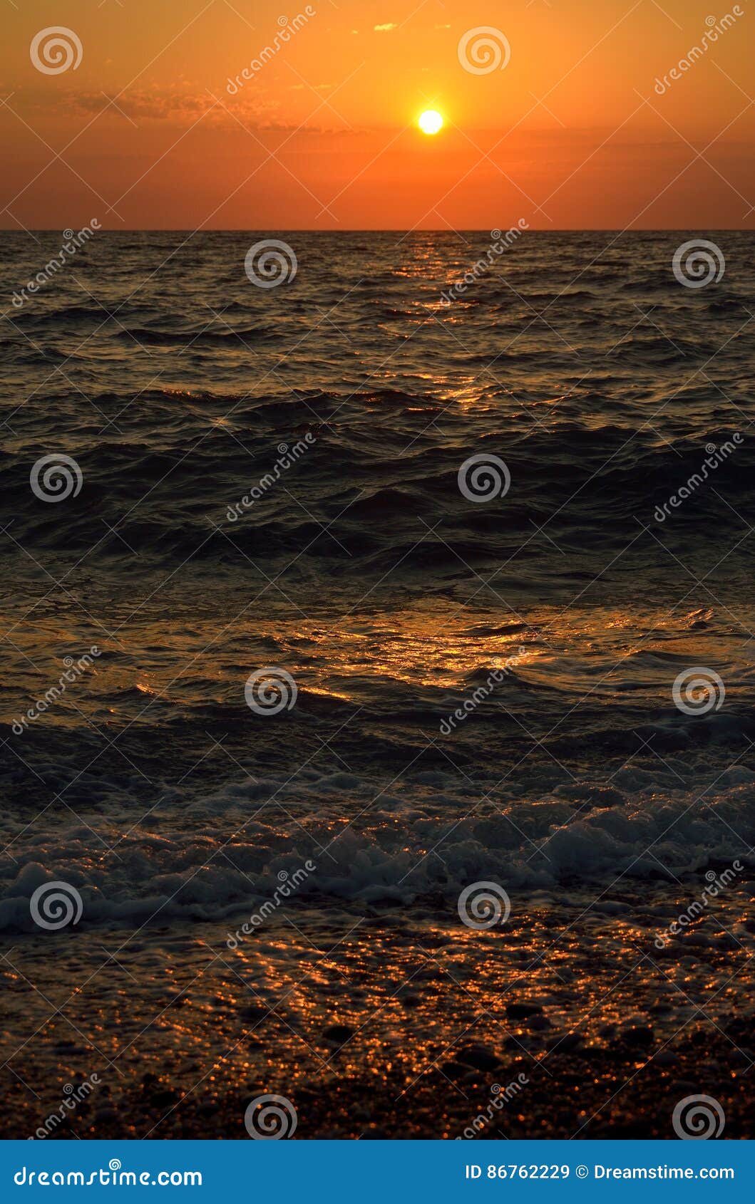 Beautiful Deep Red Sunset Over the Sea Stock Image - Image of sundown ...