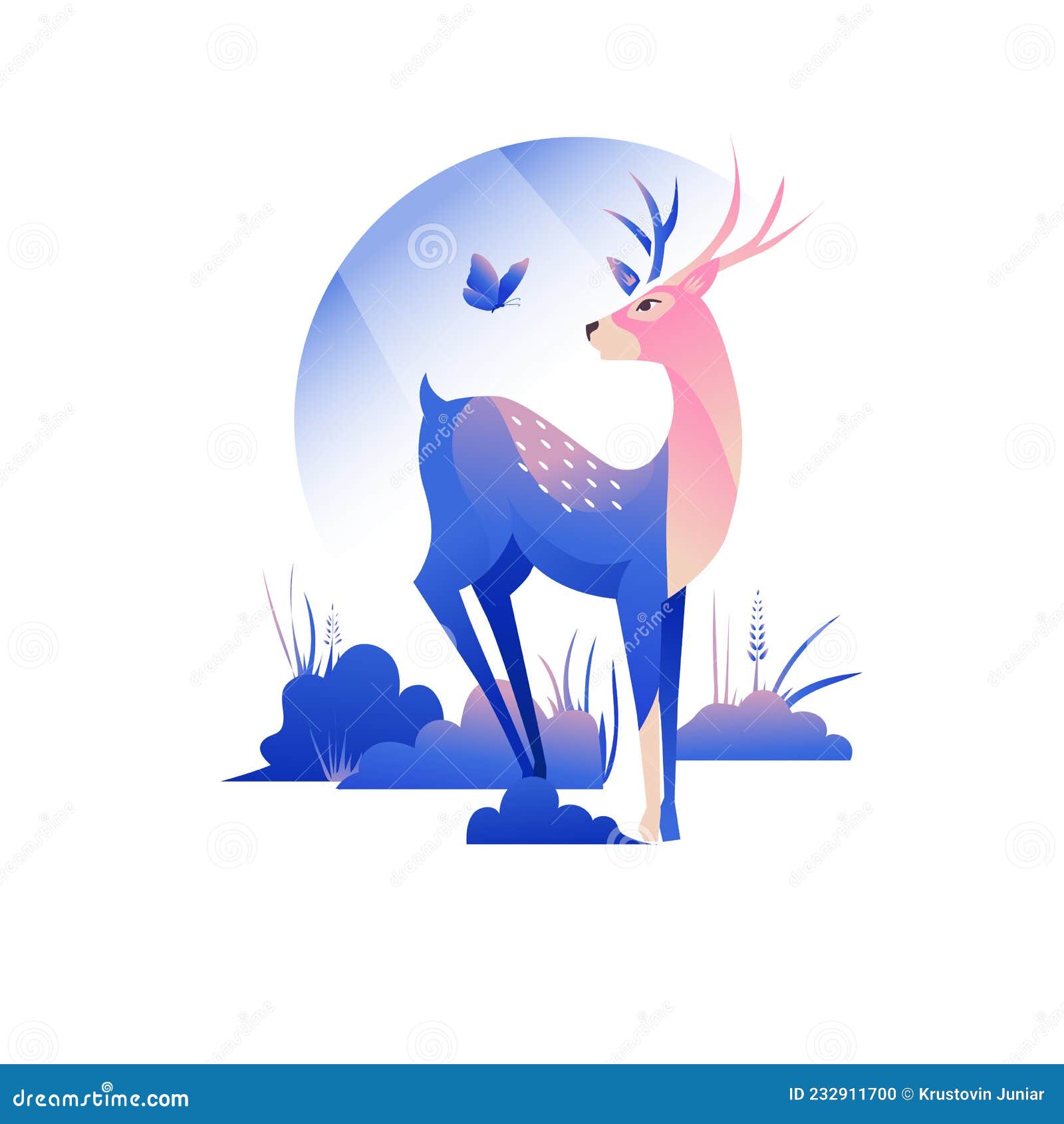 Beautiful Deer Grazing Watercolor Clipart Illustration Royalty-Free ...