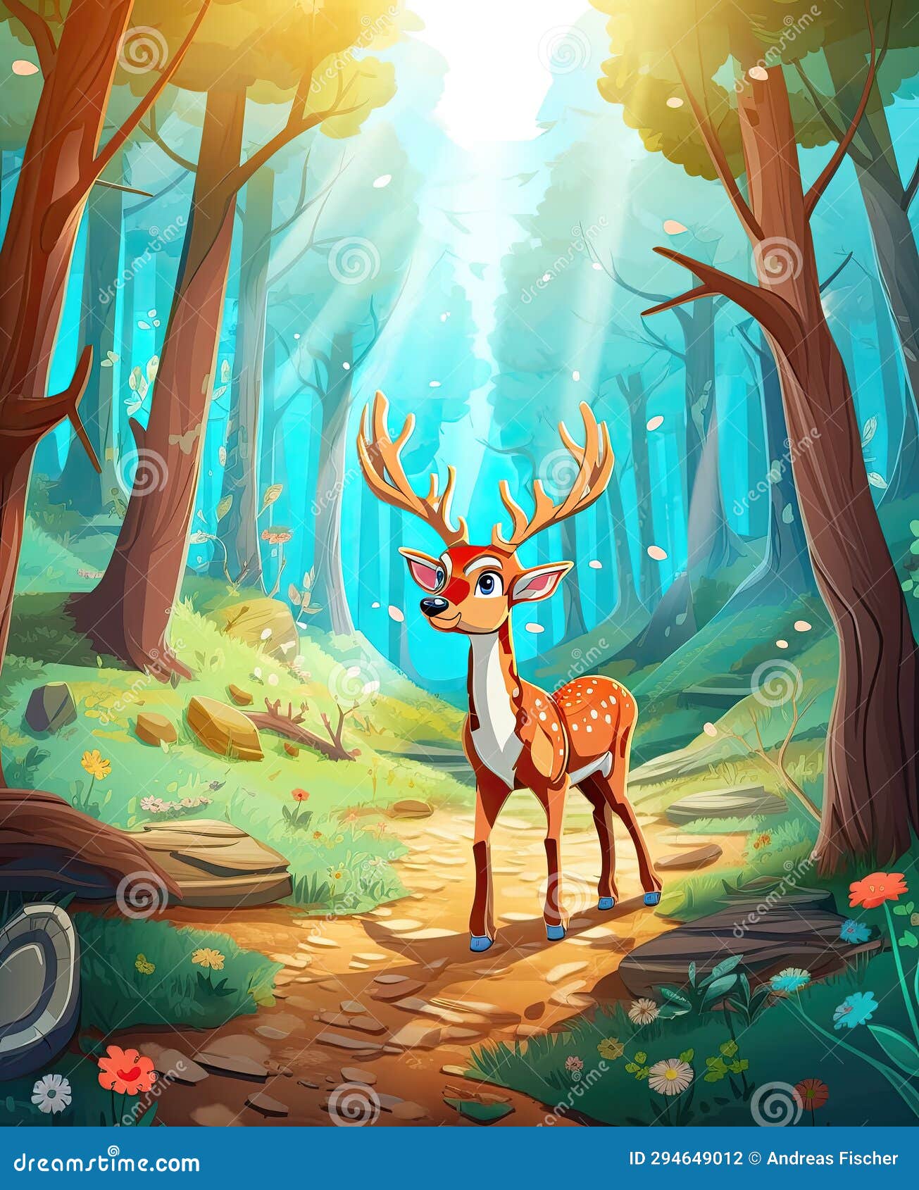 Beautiful Deer in the Forest among the Trees. Stock Photo - Image of ...