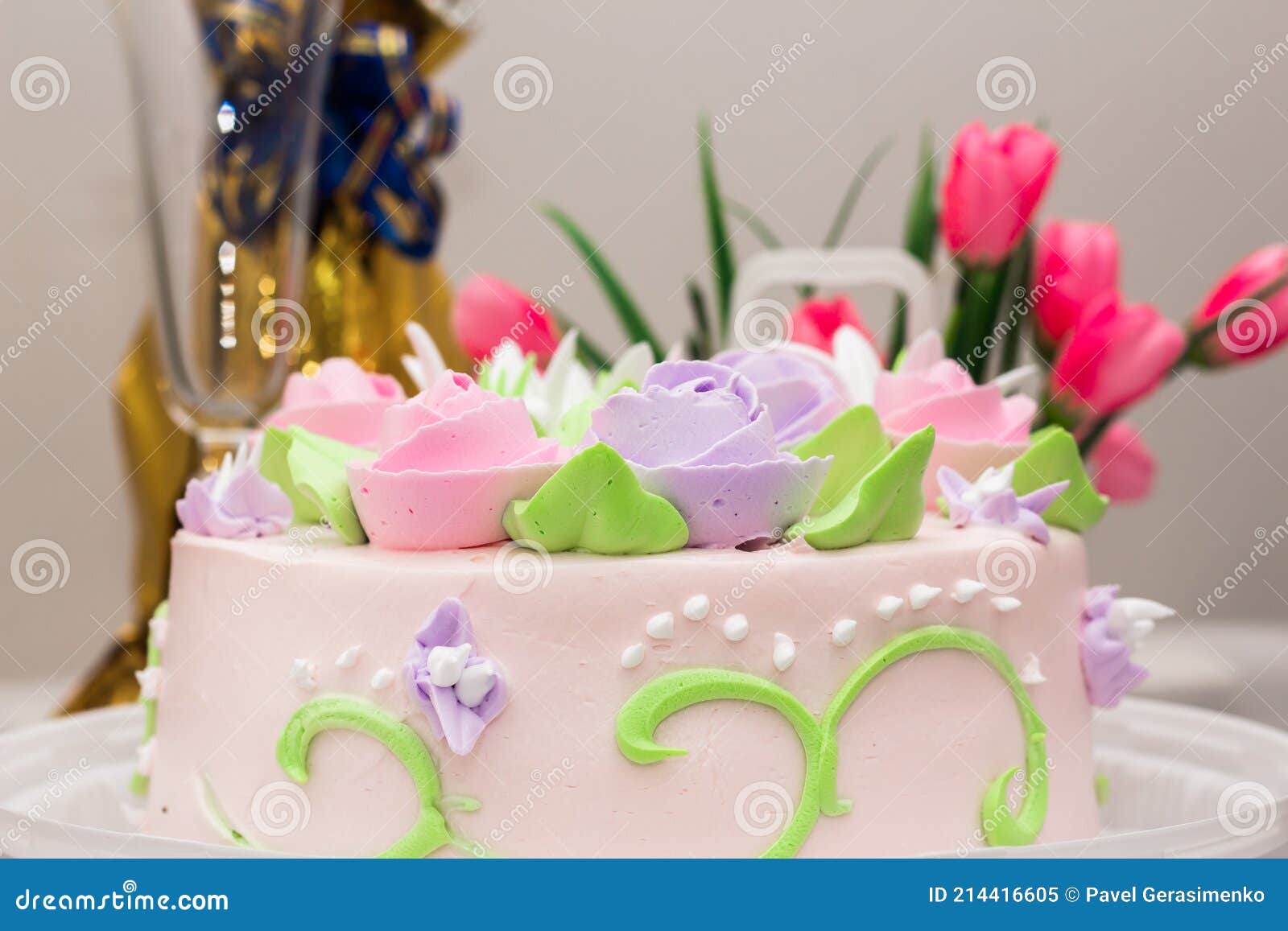 Beautiful and Delicious Birthday Cake on a Table Stock Image - Image of ...