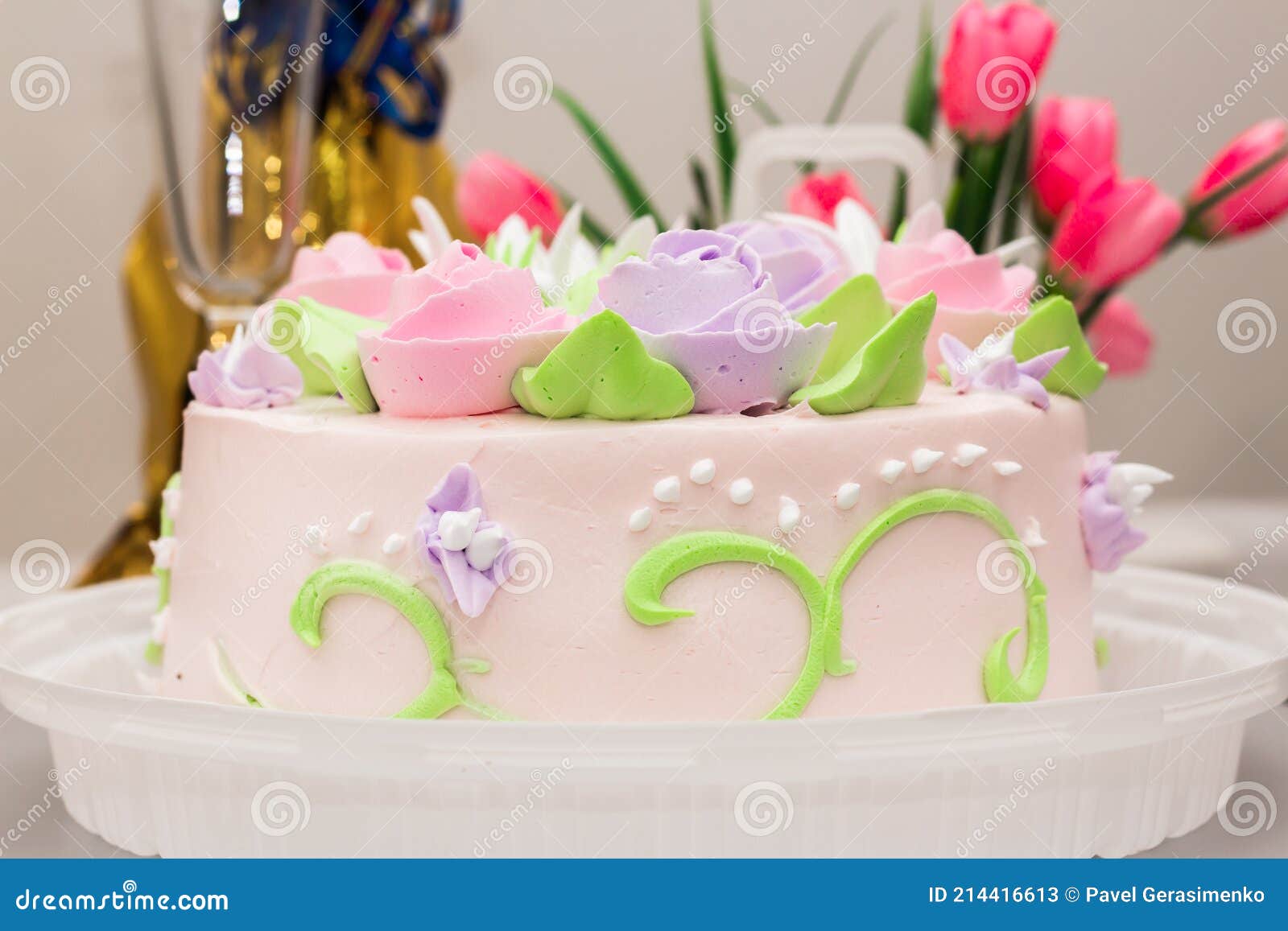 Beautiful and Delicious Birthday Cake on a Table Stock Image - Image of ...