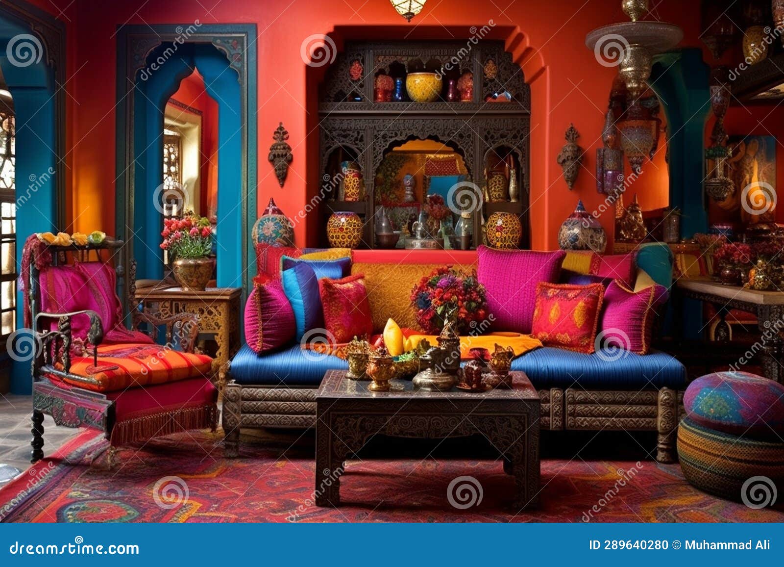Beautiful Den in Royal Indian Style. Generative AI Stock Illustration ...
