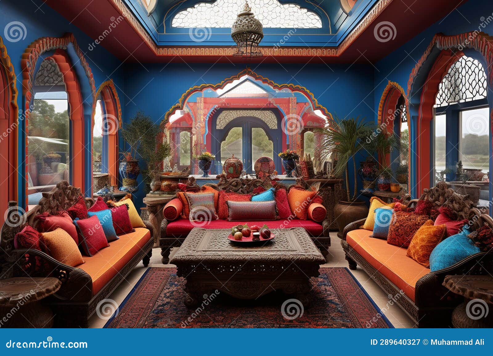 Beautiful Den in Royal Indian Style. Generative AI Stock Image - Image ...
