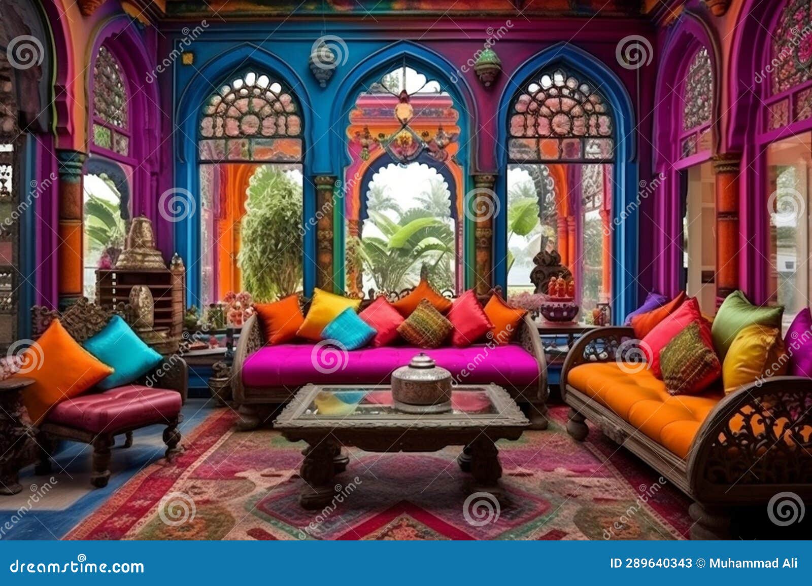 Beautiful Den in Royal Indian Style. Generative AI Stock Image - Image ...