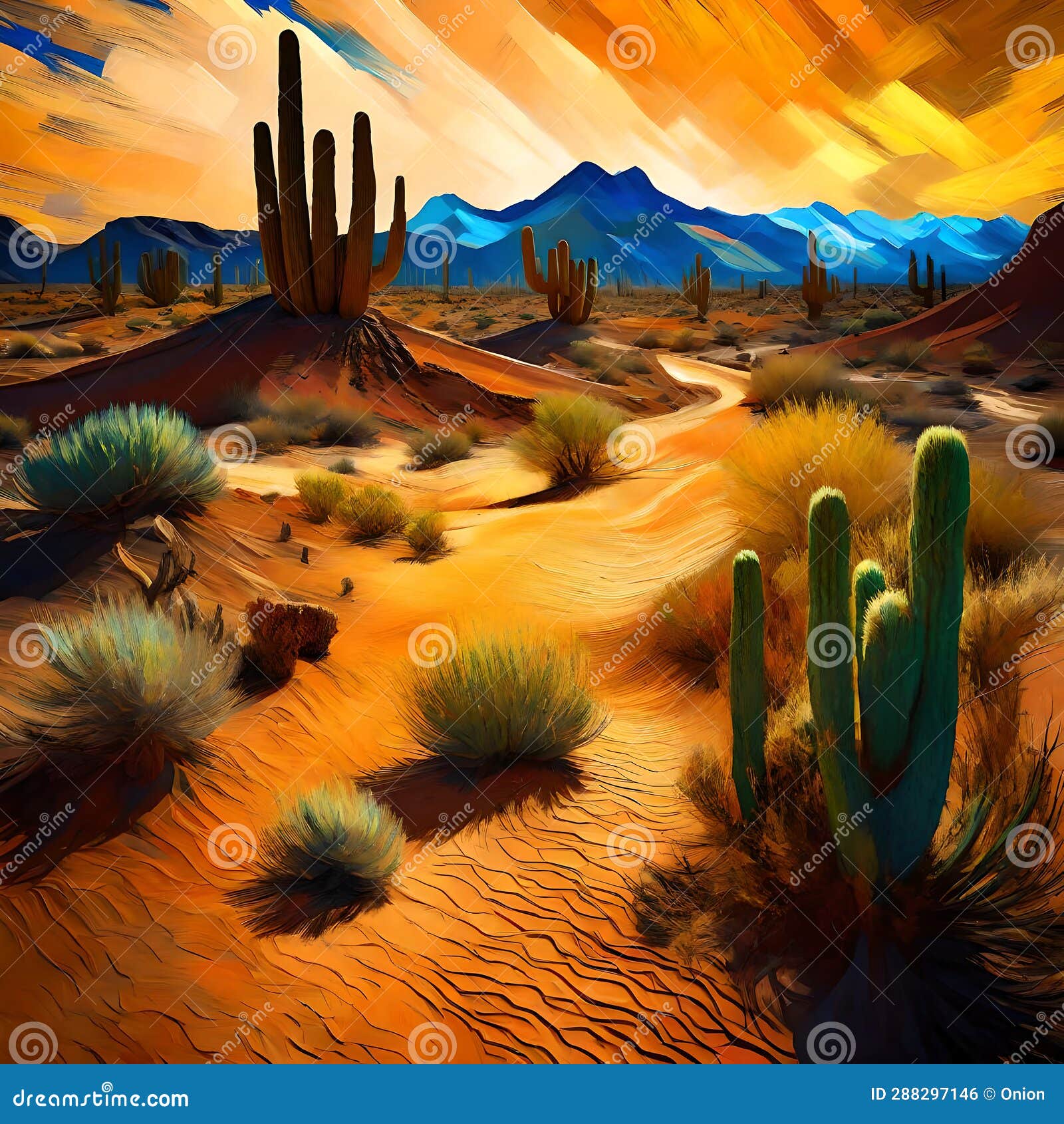 Beautiful Desert Landscape with Plants - Ai Generated Image Stock ...