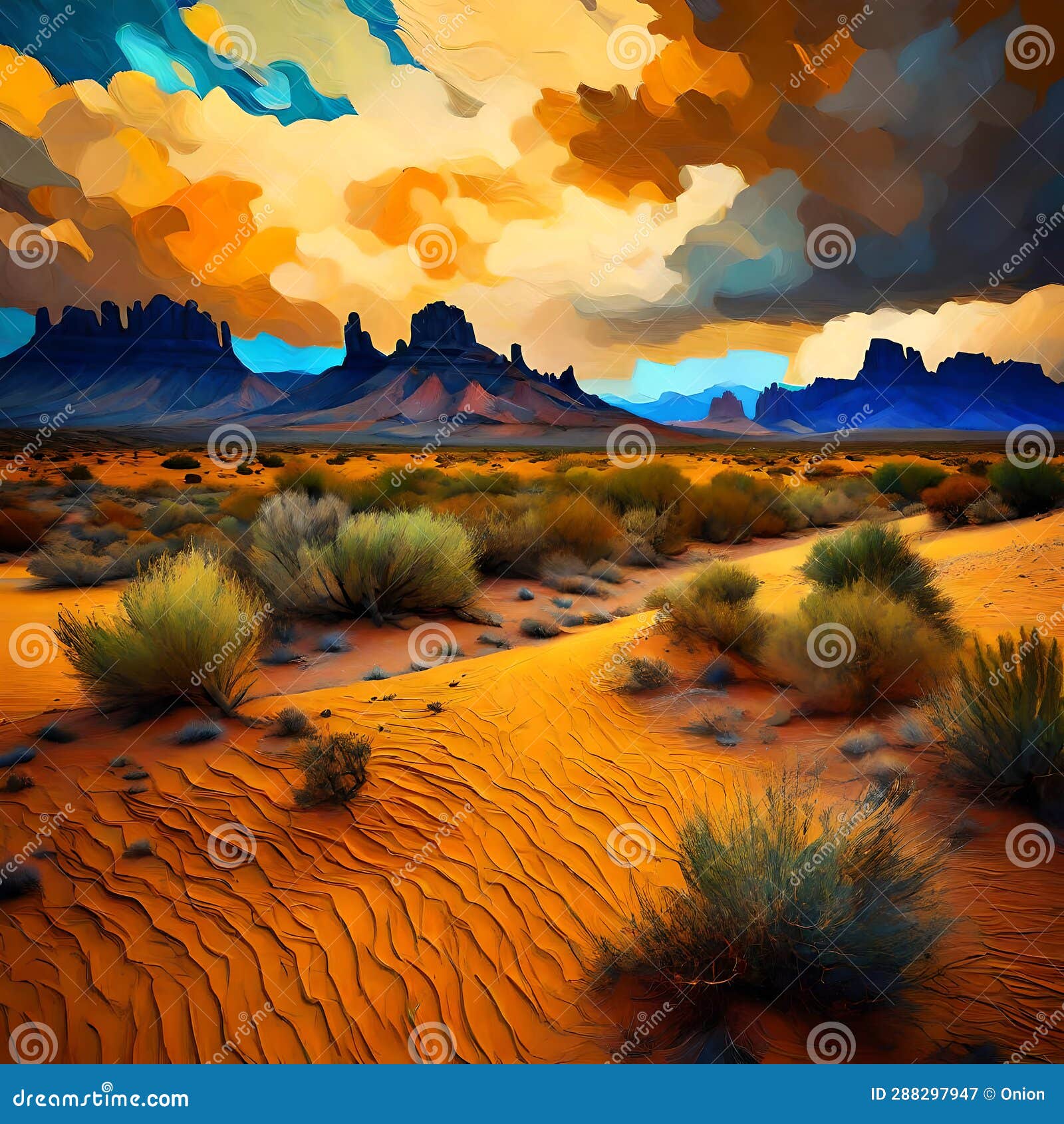 Beautiful Desert Landscape with Plants - Ai Generated Image Stock ...