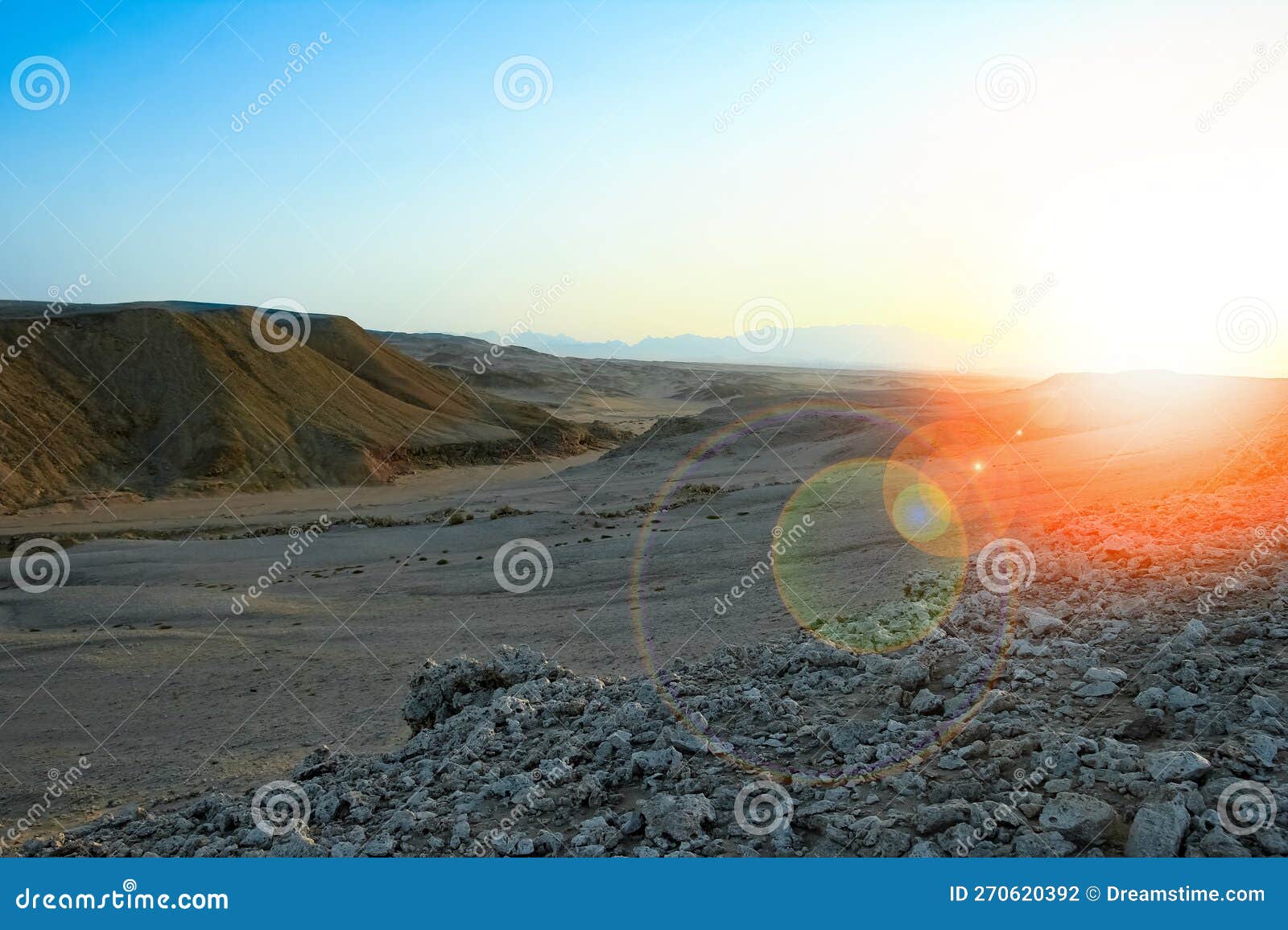 Beautiful Desert Landscape at Sunset Mountains Background Stock Photo ...
