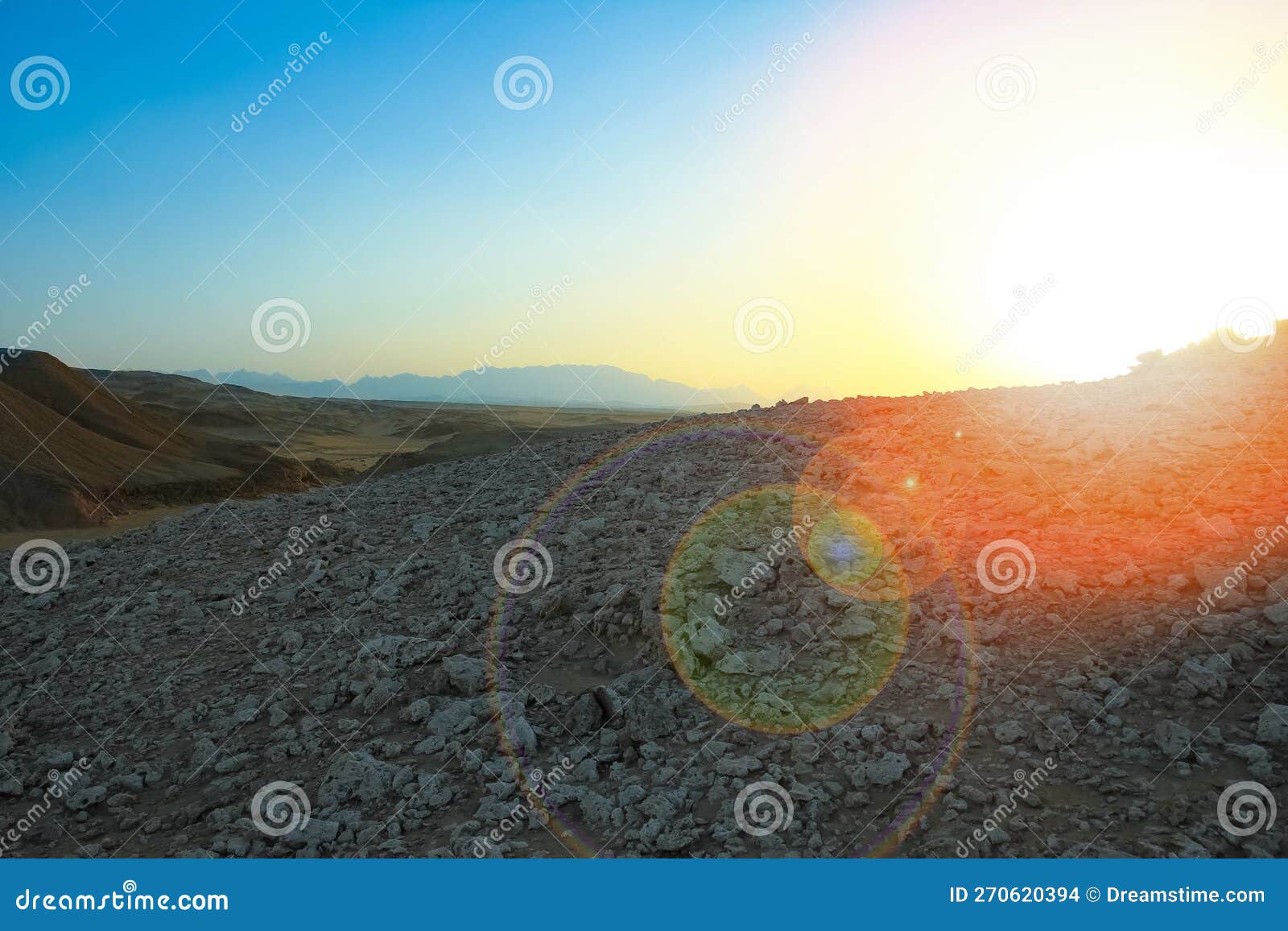 Beautiful Desert Landscape at Sunset Mountains Background Stock Photo ...