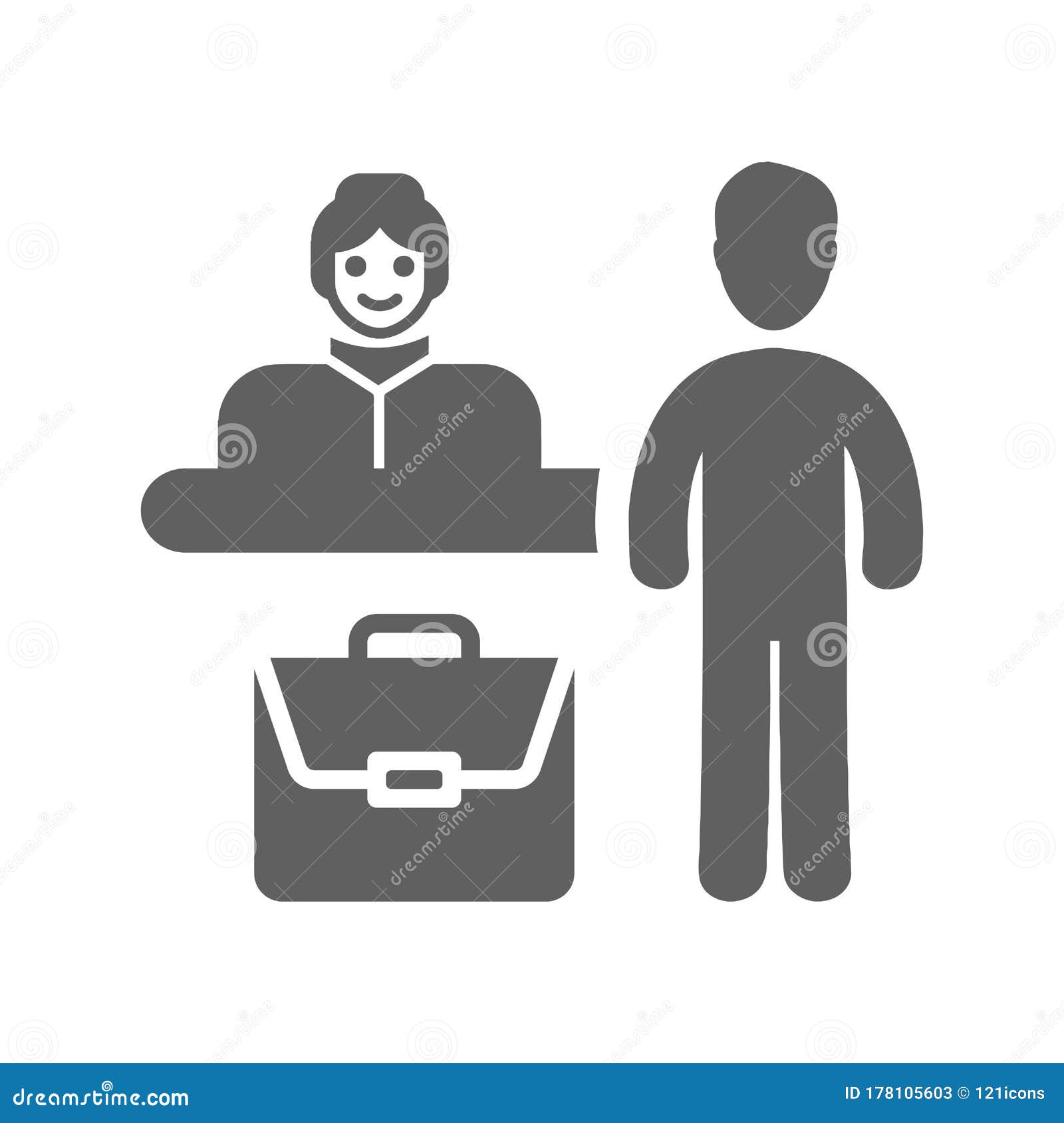 Reception Gray Icon, Customer Help Desk, Information Center Stock ...