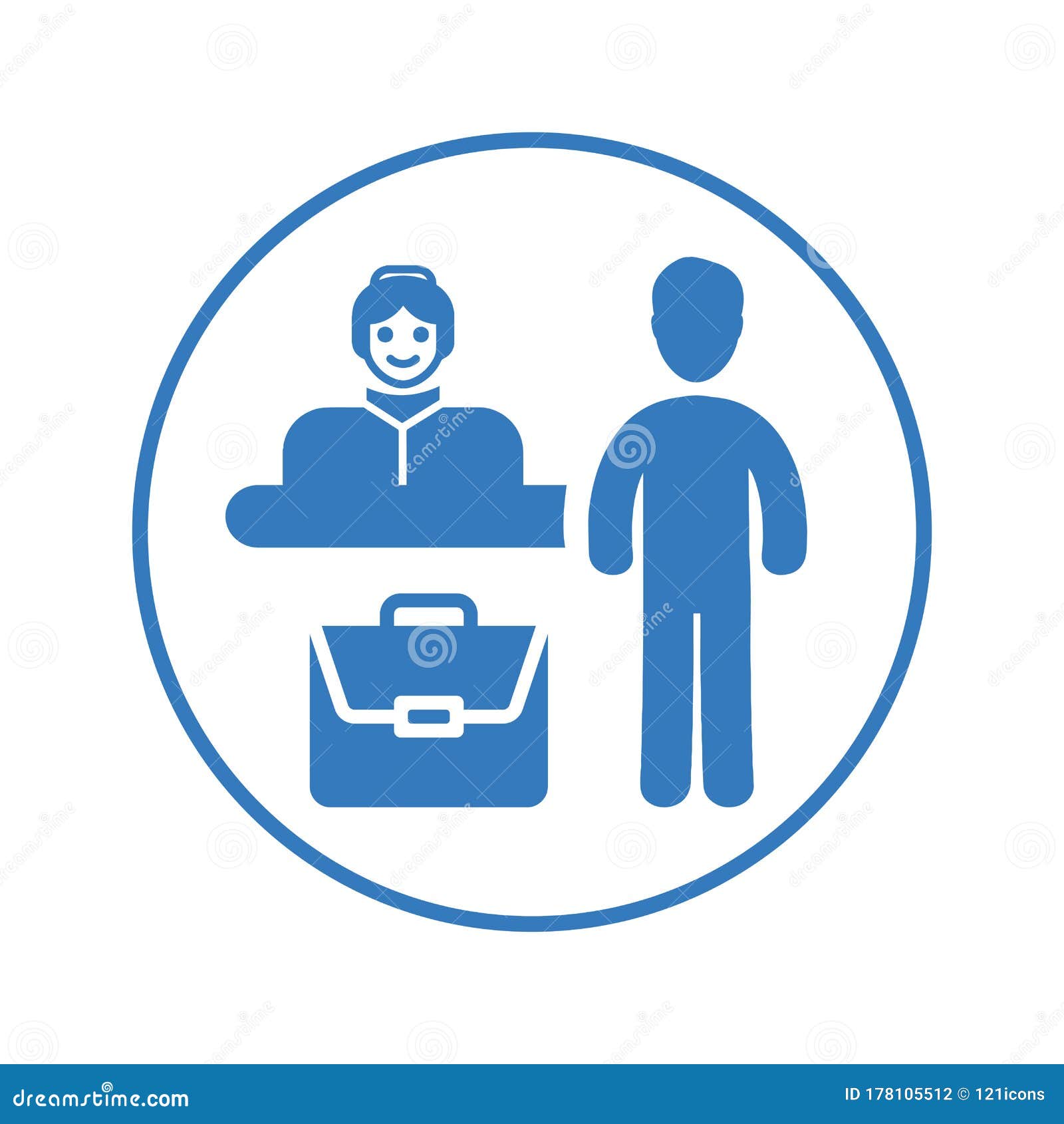 Reception Icon, Blue Version, Customer Help Desk, Information Center ...