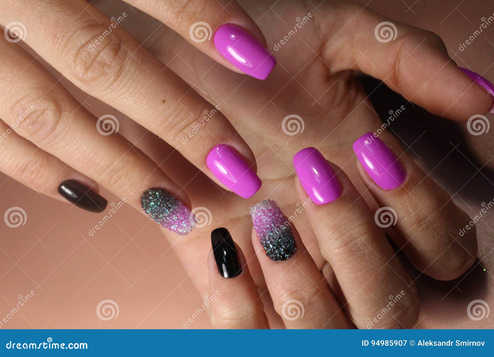 Beautiful Design of Manicure in Pink Color Stock Image - Image of girl ...