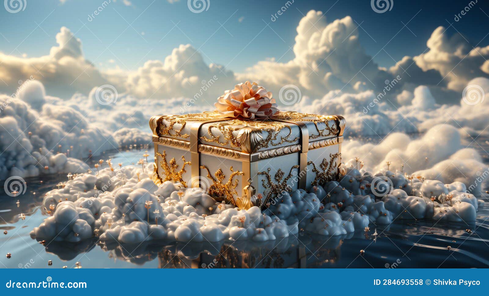 Beautiful Designer Gift Box on the Clouds Generative AI Stock ...