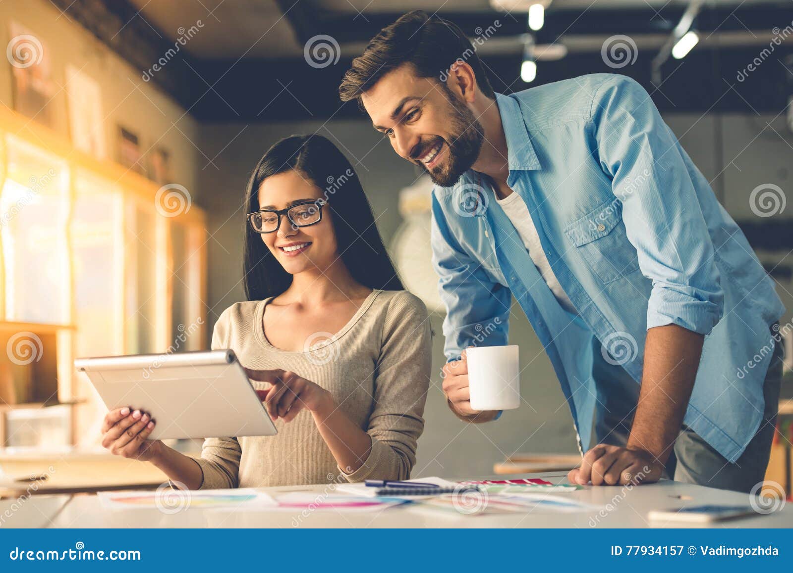 Beautiful Designers Working Stock Image - Image of discuss, gadget ...