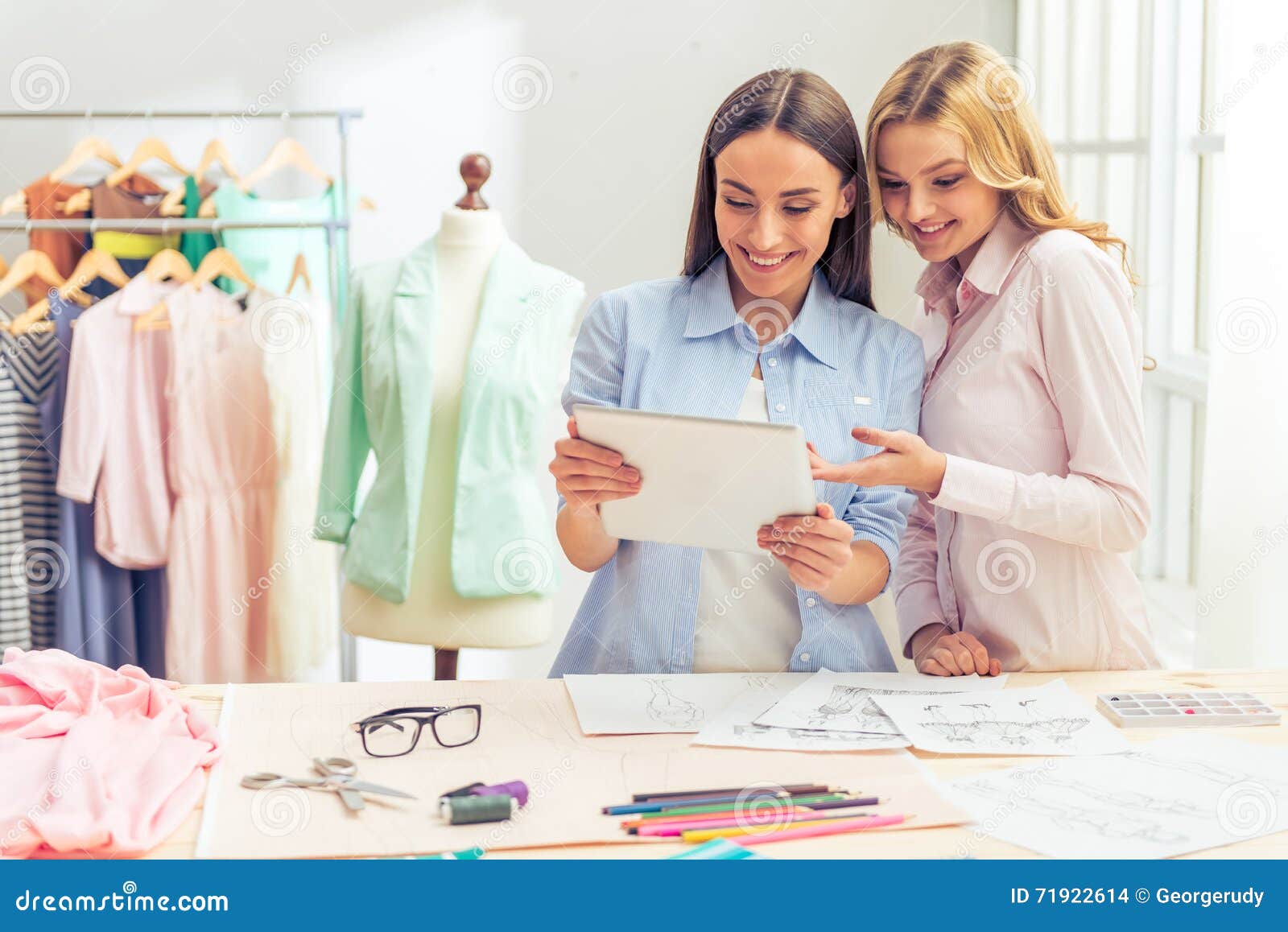 Beautiful Designers Working with Gadget Stock Photo - Image of ...