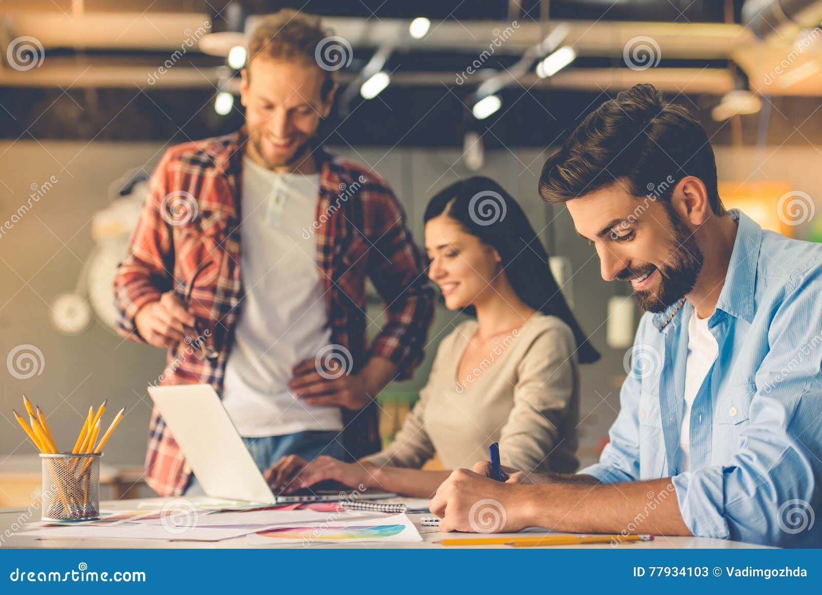 Beautiful Designers Working Stock Image - Image of business, partner ...