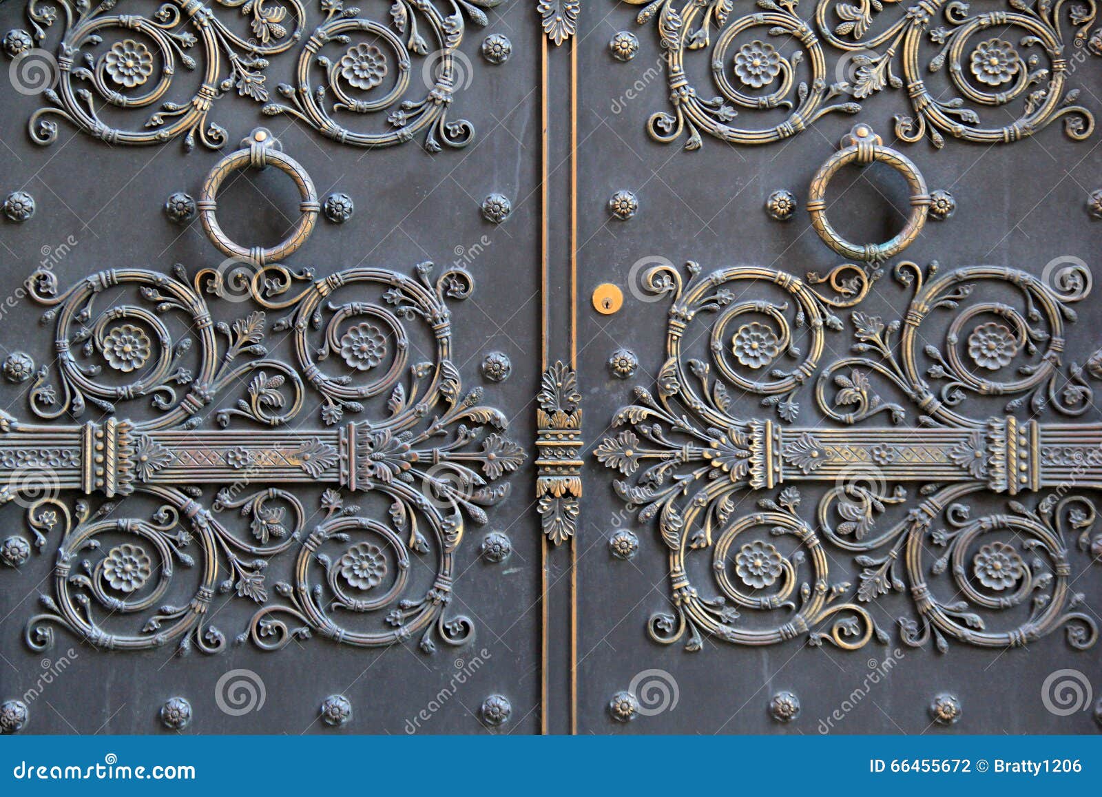 Beautiful Detail in Old Metal Doors Stock Photo - Image of large ...