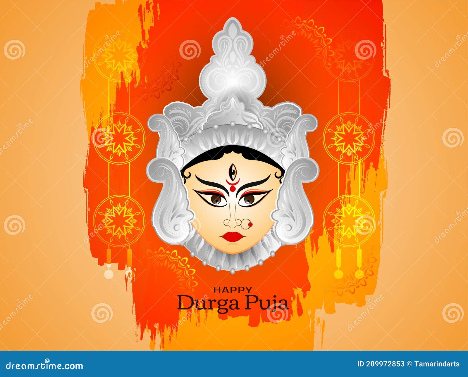 Beautiful Devi Mata Face for Durga Puja Festival Background Stock ...
