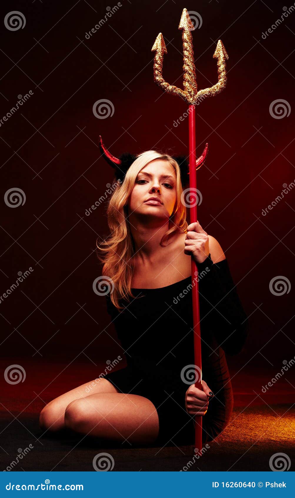 Beautiful Devil with Trident Stock Photo - Image of black, demon: 16260640