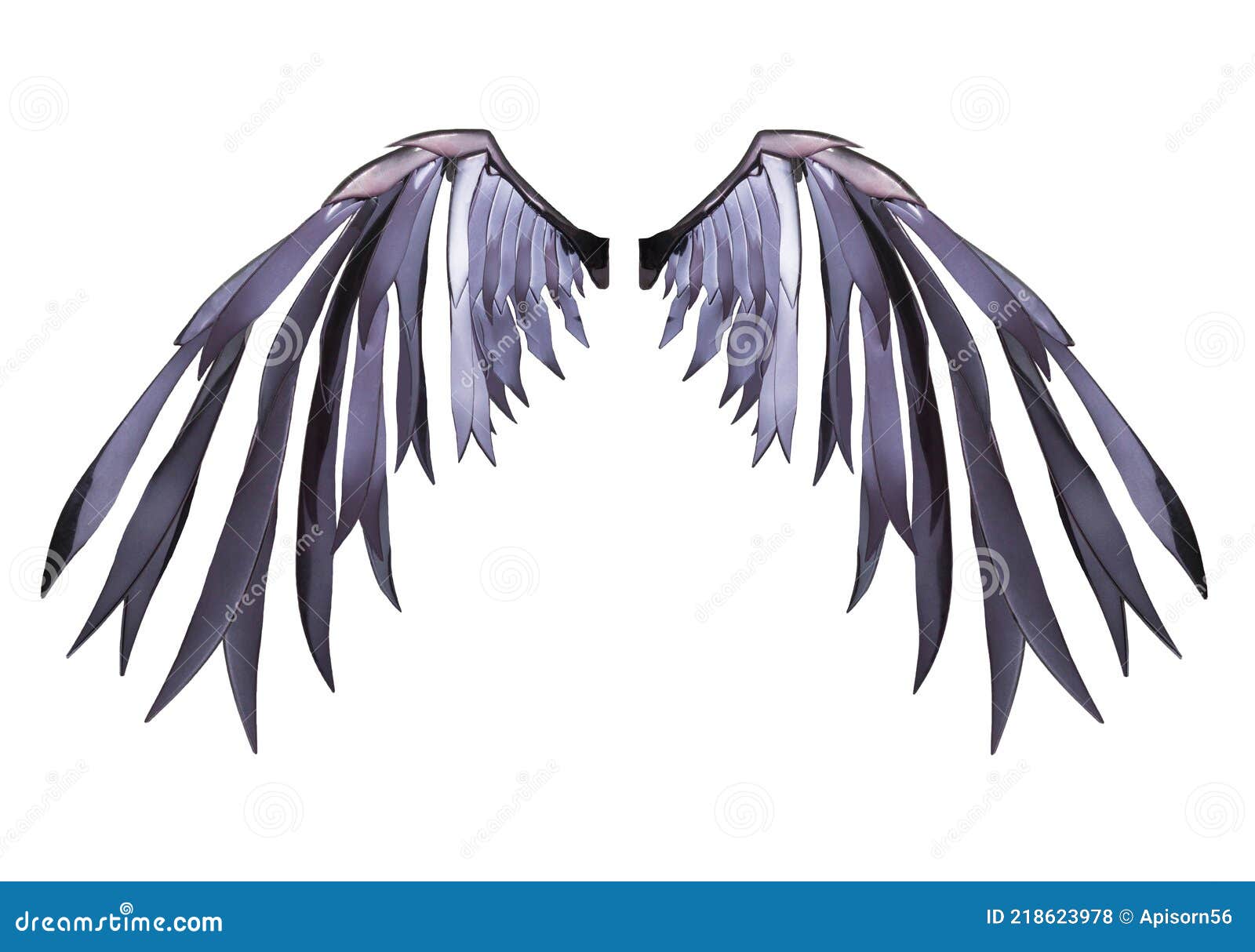Beautiful Devil Wing Plumage Isolated on White Background with Clipping ...