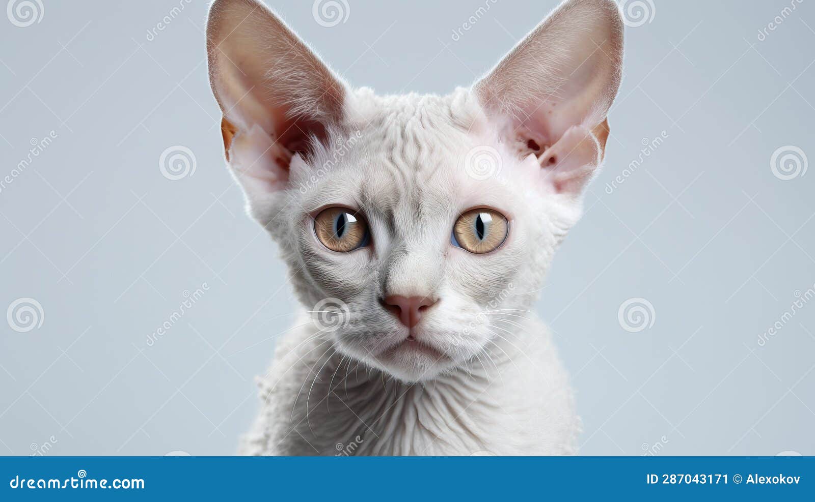 Beautiful Devon Rex Cat on White Background AI Generated Stock ...