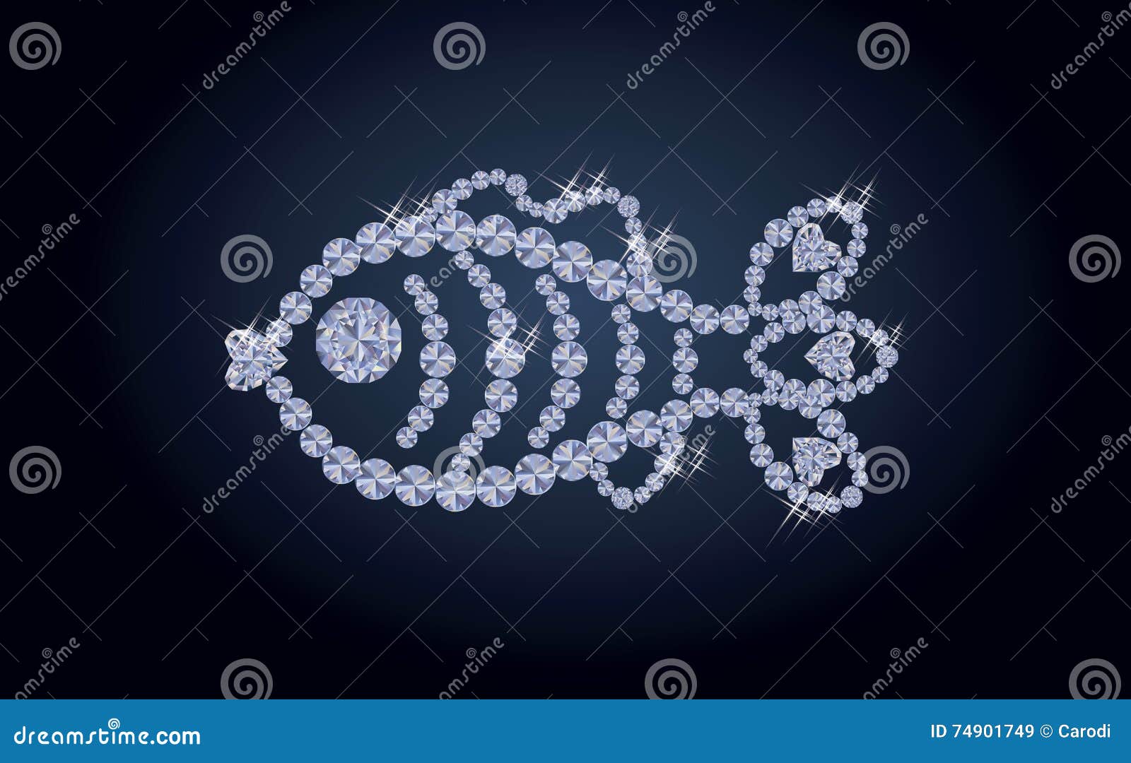 Beautiful diamond fish, stock illustration. Illustration of gemstone ...