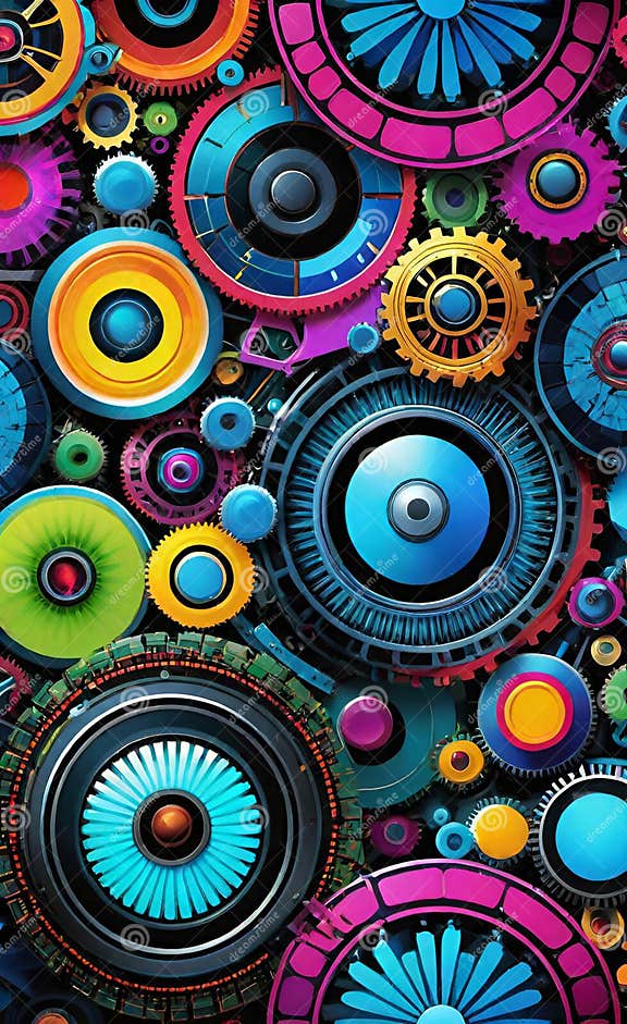 Beautiful and Colorful Technological Illustration Pattern Ai Generated ...