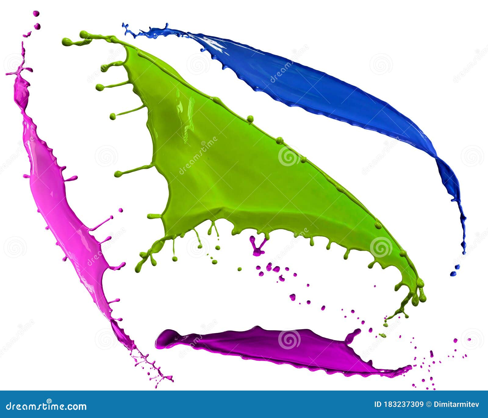 Splendid Different Colors Paint Splash Isolated On White Background ...