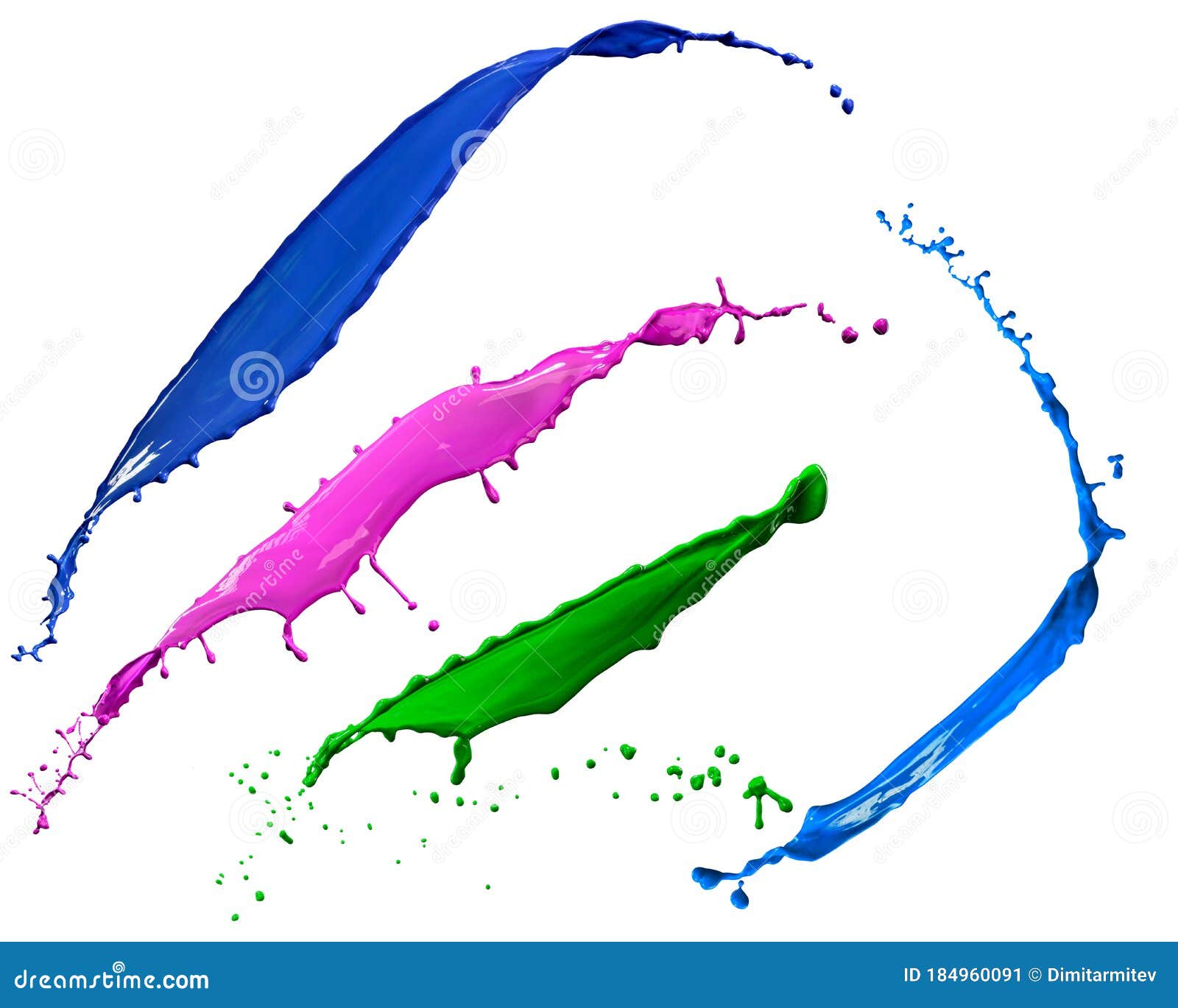 Splendid Different Colors Paint Splash Isolated On White Background ...