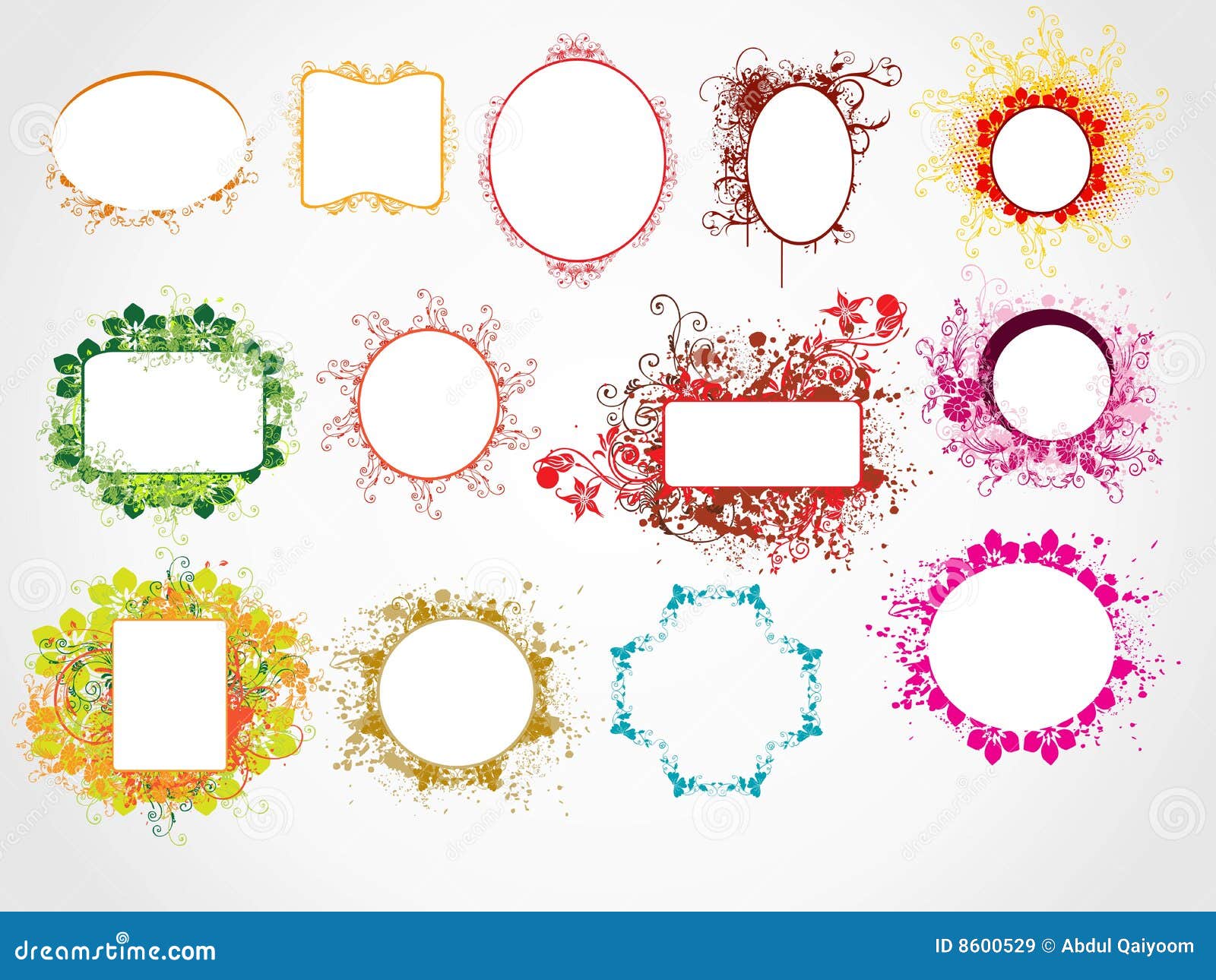 Beautiful Different Shape Floral Frames Stock Illustration ...