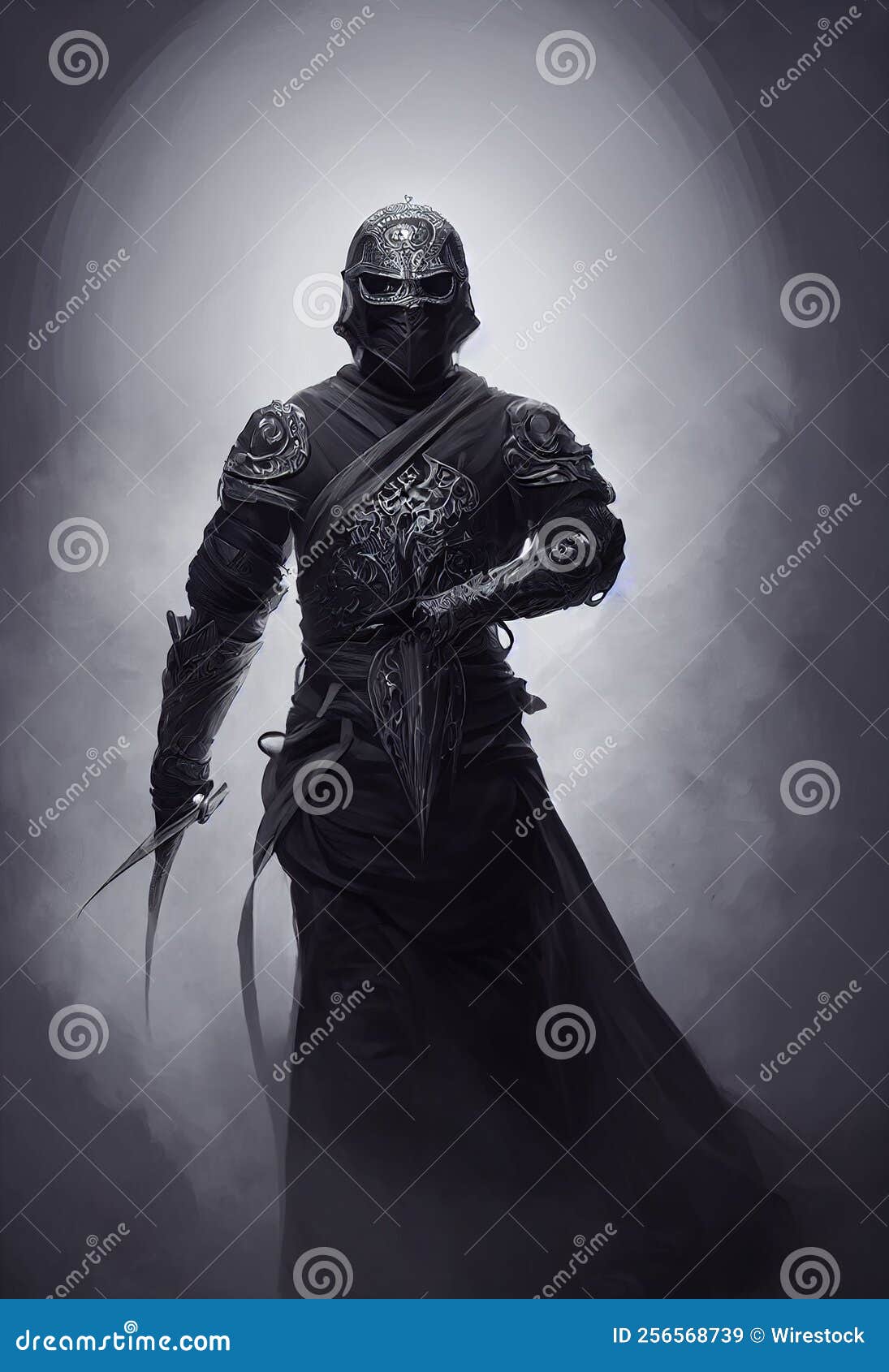 Beautiful Digital Artwork. Black Knight Armor Design Stock Illustration ...