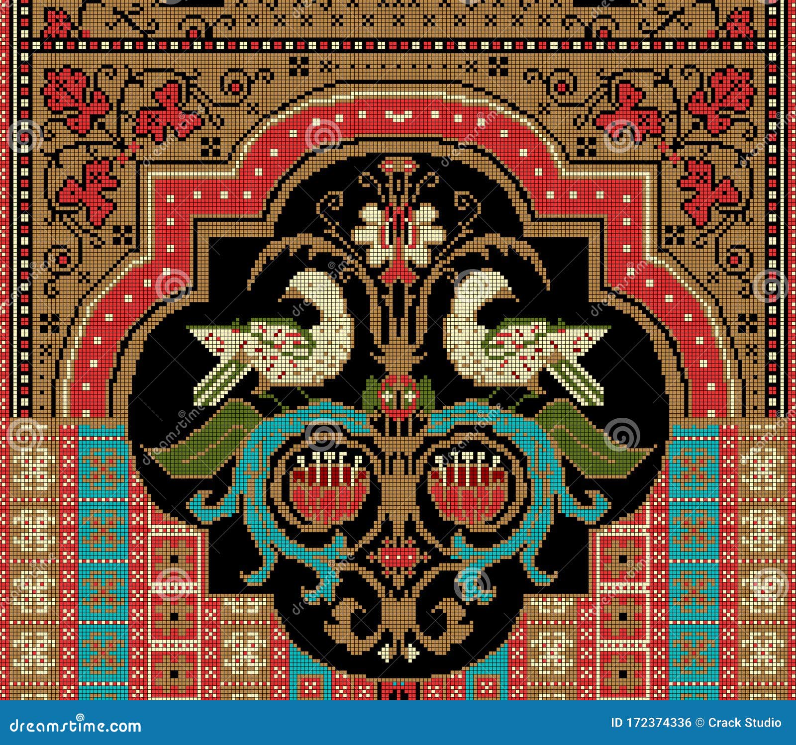 A Beautiful Digital Cross Stitched Design Stock Illustration ...