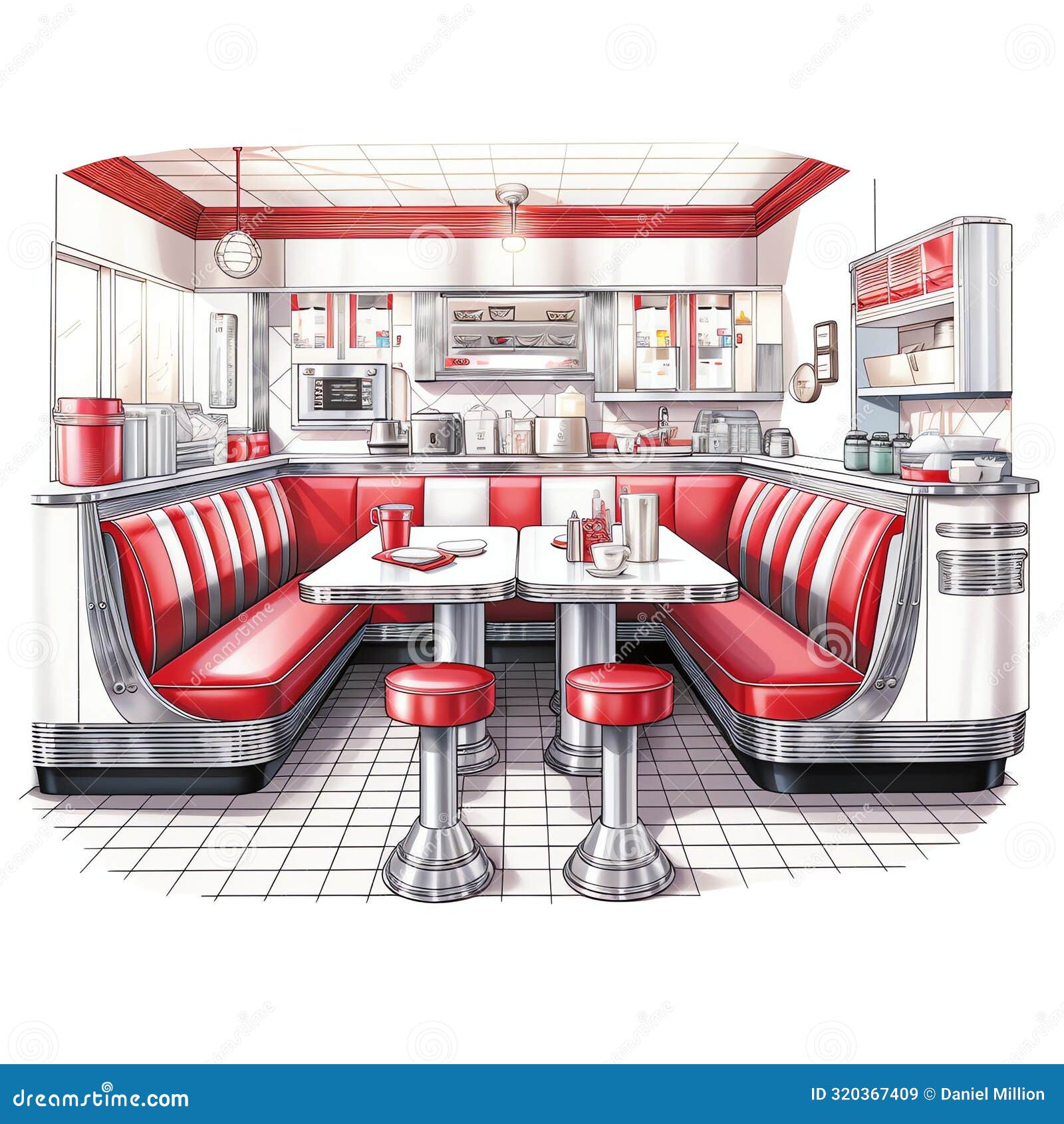 Beautiful Diner Booth Clipart Illustration Stock Illustration ...