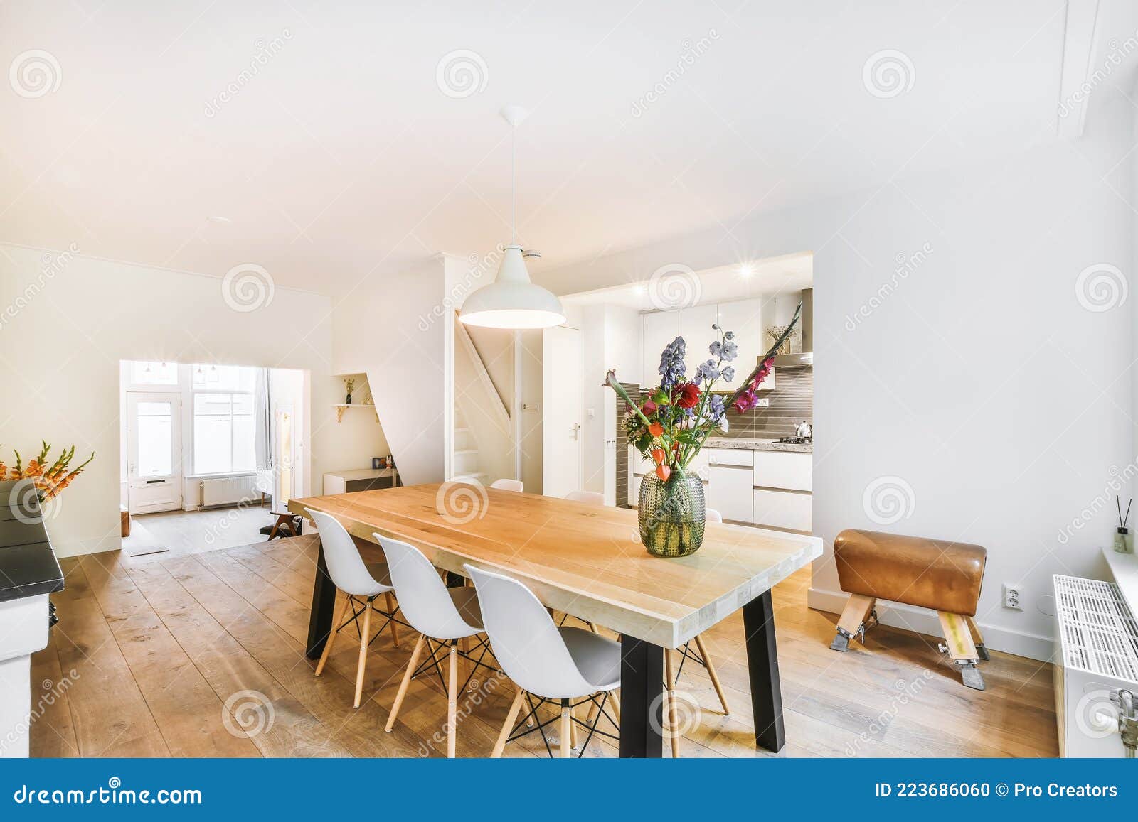 Beautiful dining room stock photo. Image of fashionable - 223686060