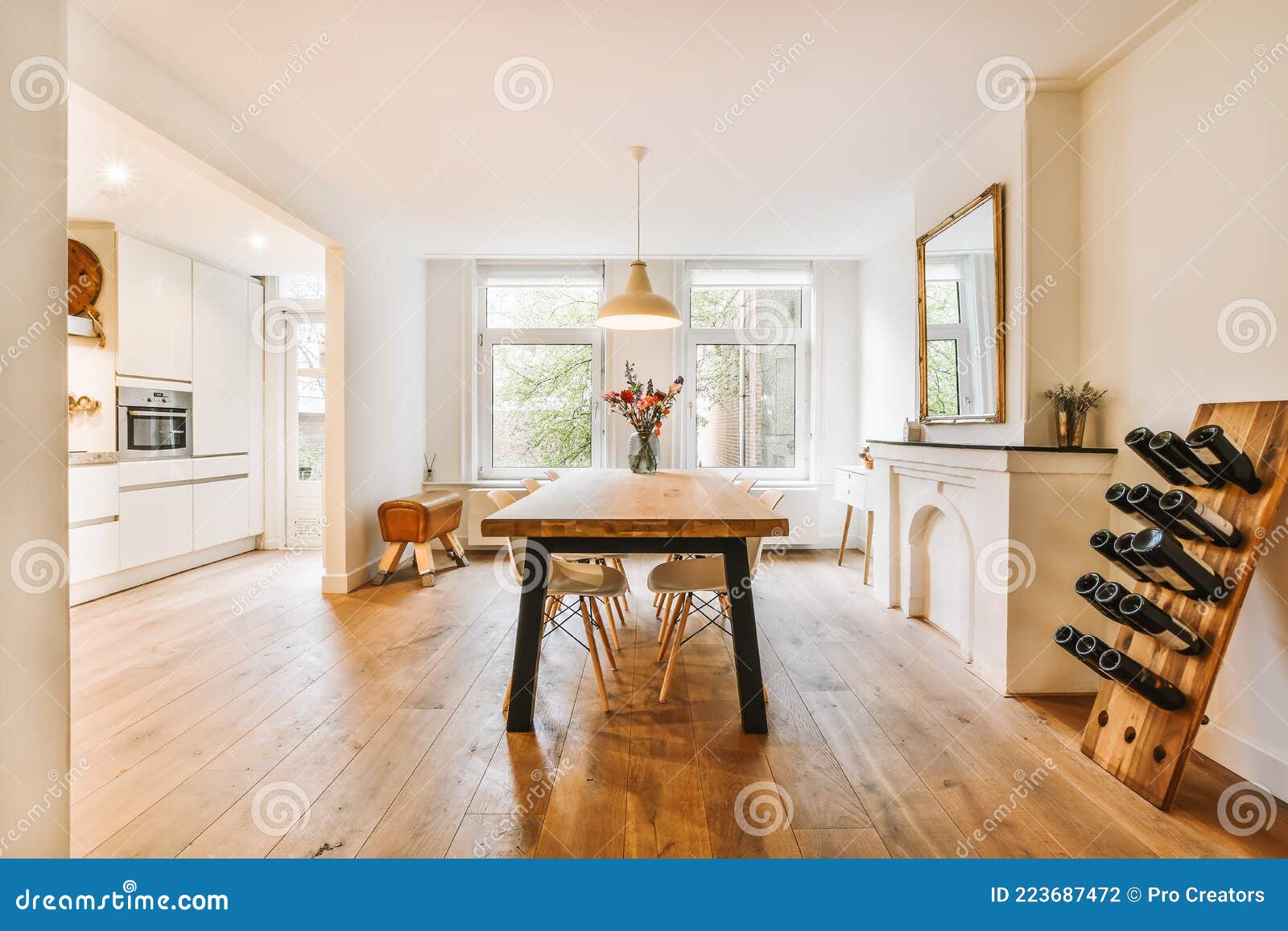 Beautiful dining room stock photo. Image of indoor, design - 223687472
