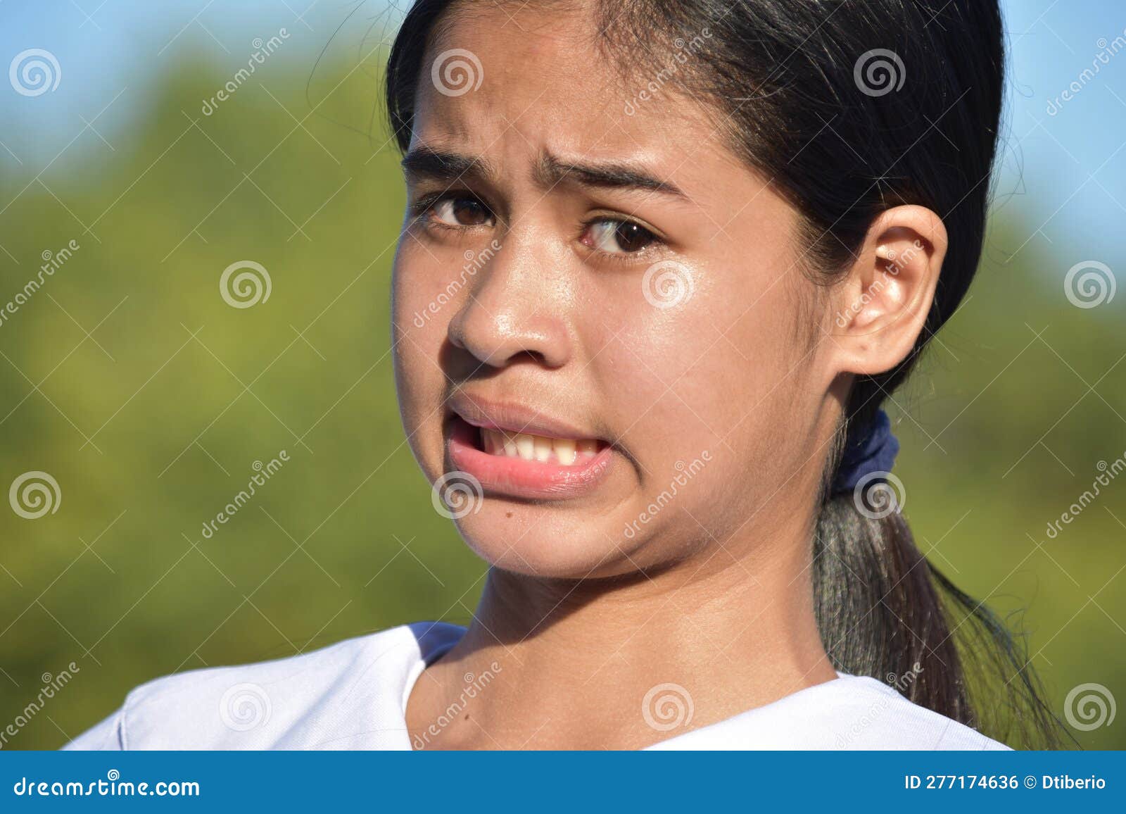 Beautiful Diverse Female and Confusion Face Closeup Stock Photo - Image ...