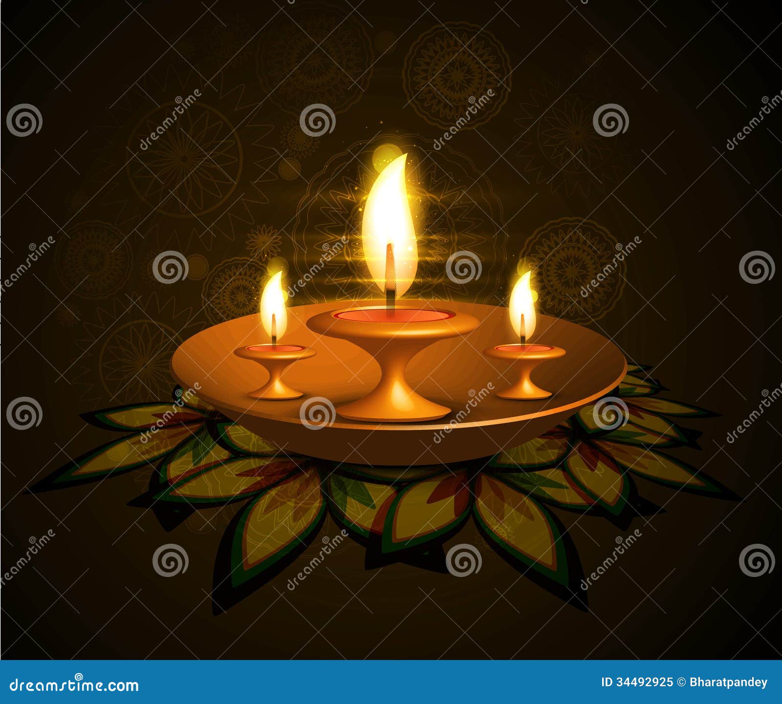 Beautiful Diwali Colorful Rangoli Stock Illustration - Illustration of ...
