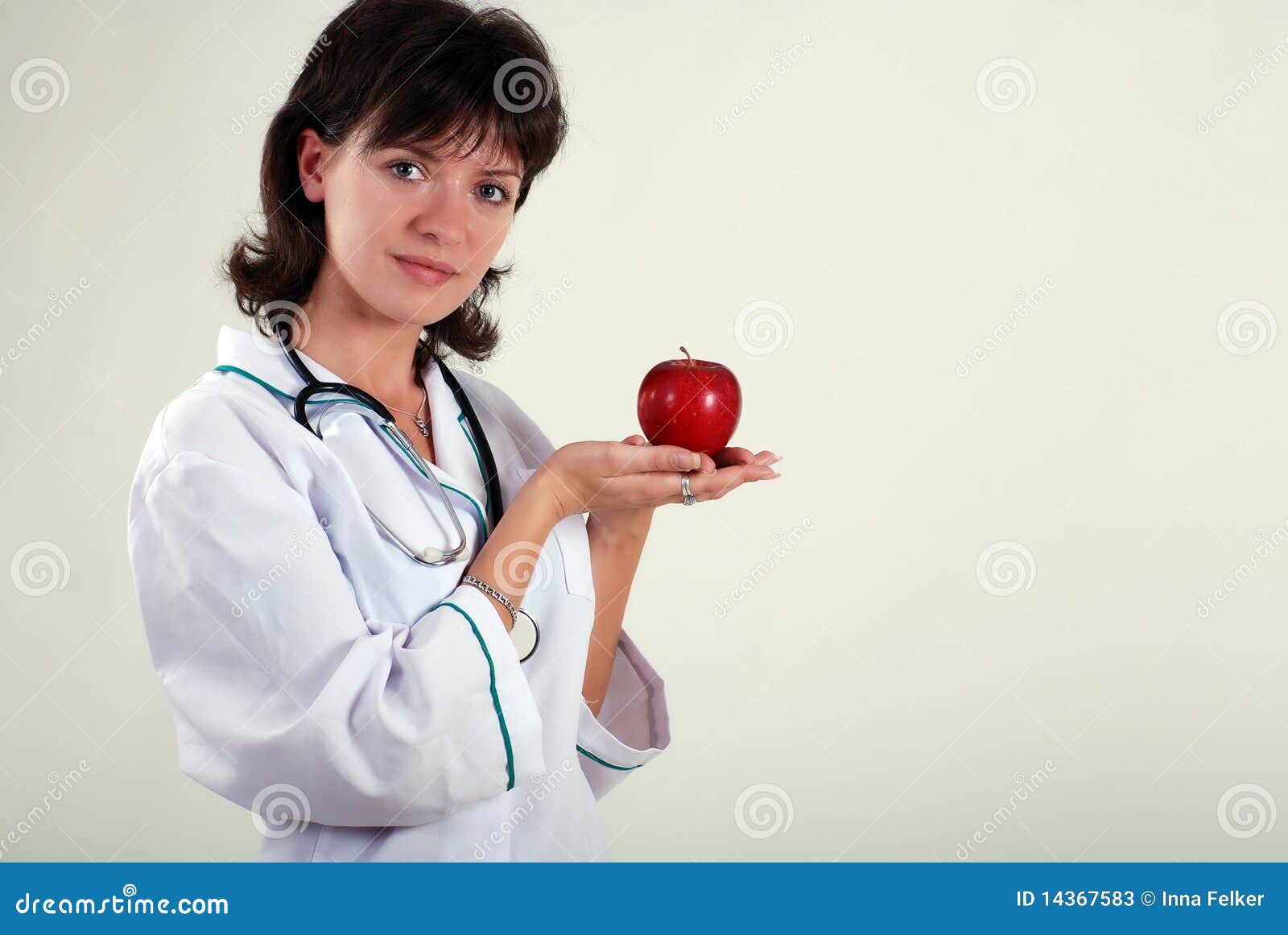 Beautiful Doctor with Apple Stock Image - Image of healthy, confidence ...