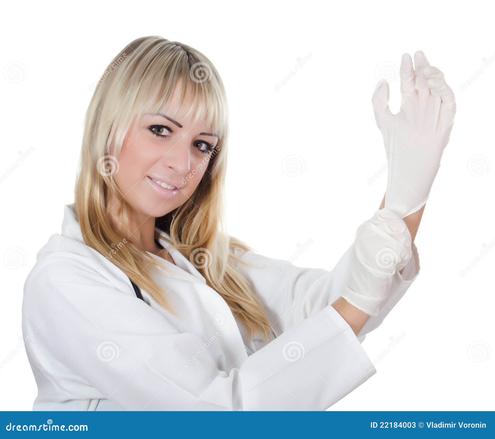 The Beautiful Doctor Dresses Gloves Stock Image - Image of female, eyes ...