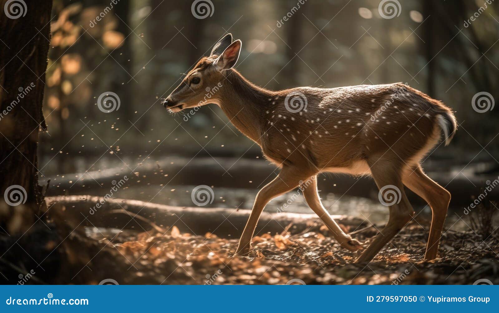 Beautiful Doe Standing in Winter Forest, Spotted by Selective Focus ...