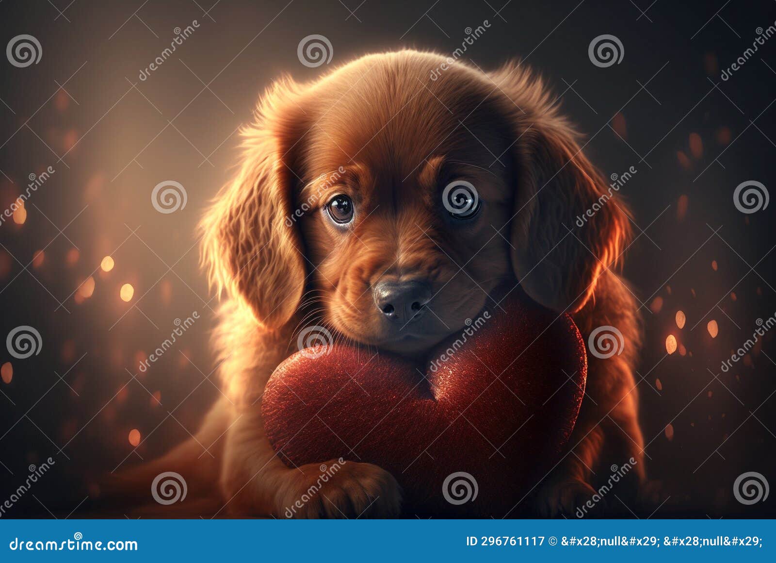 Beautiful Dog with Heart Shaped Pillow. Generative AI Stock ...