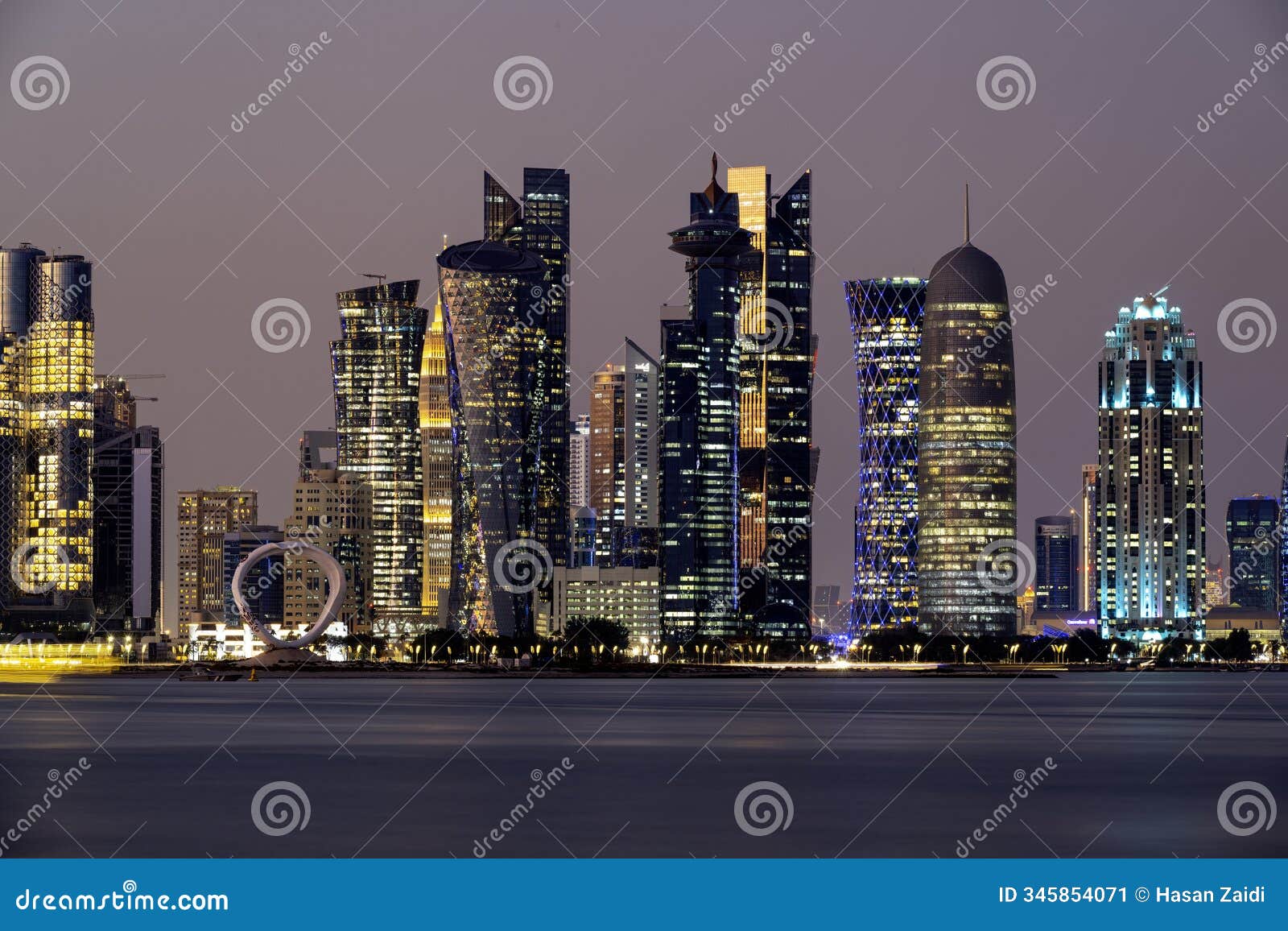 Beautiful Doha Skyline Night View Editorial Photo - Image of beautiful ...