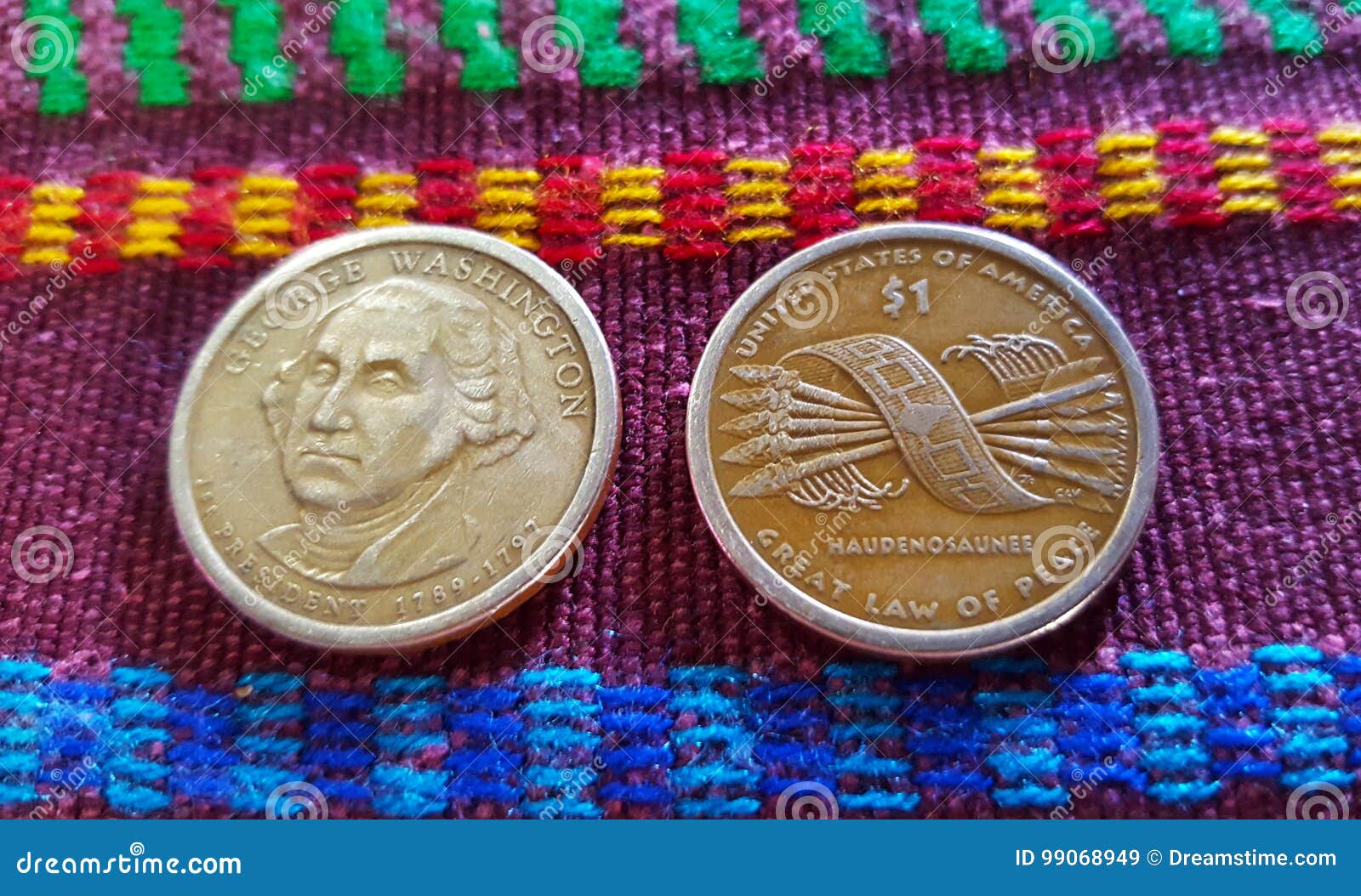 Dollar Coins in Typical Cloth Stock Image - Image of dollar, cloth ...