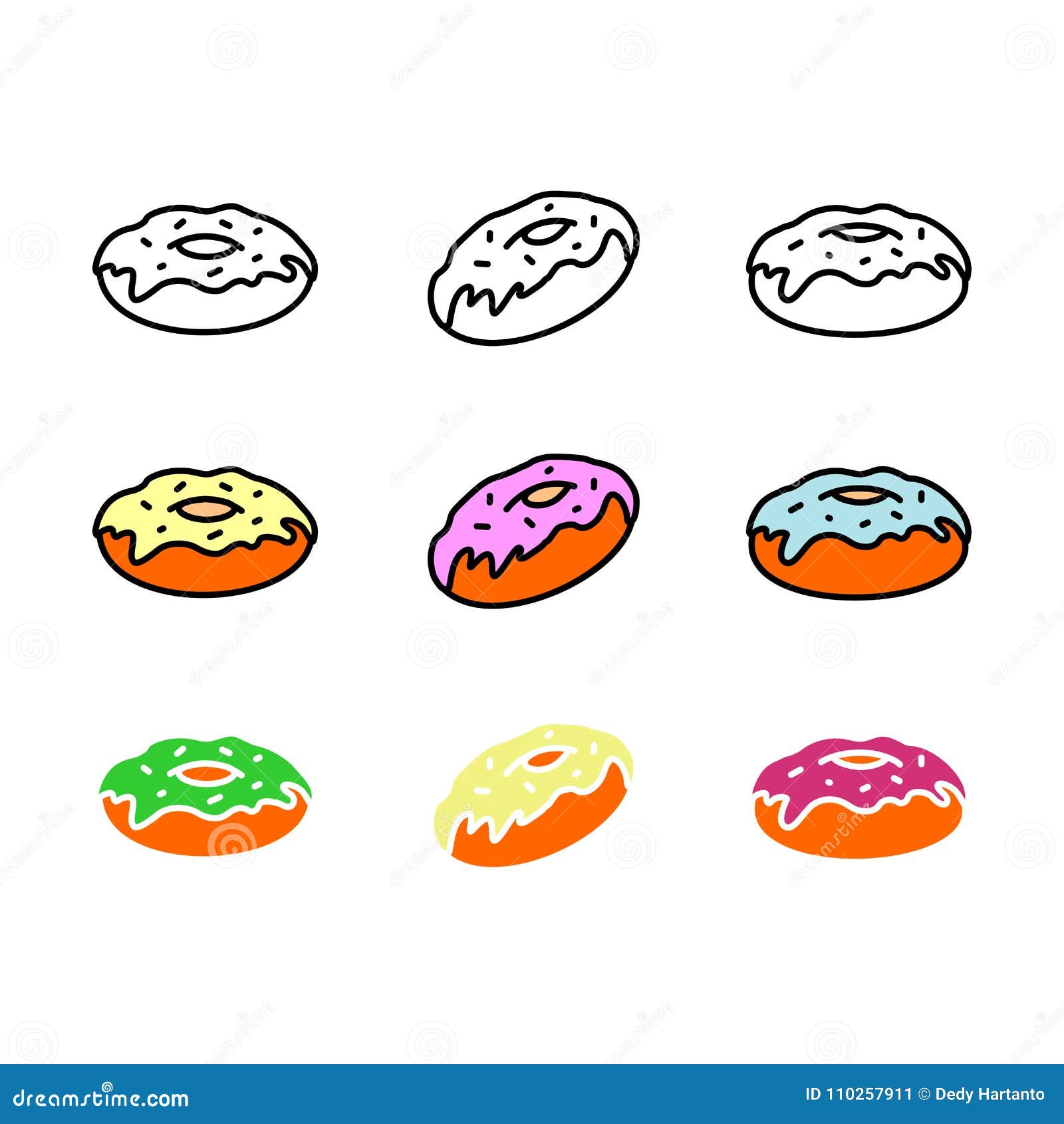 Donut icon set stock vector. Illustration of cook, cheese - 110257911